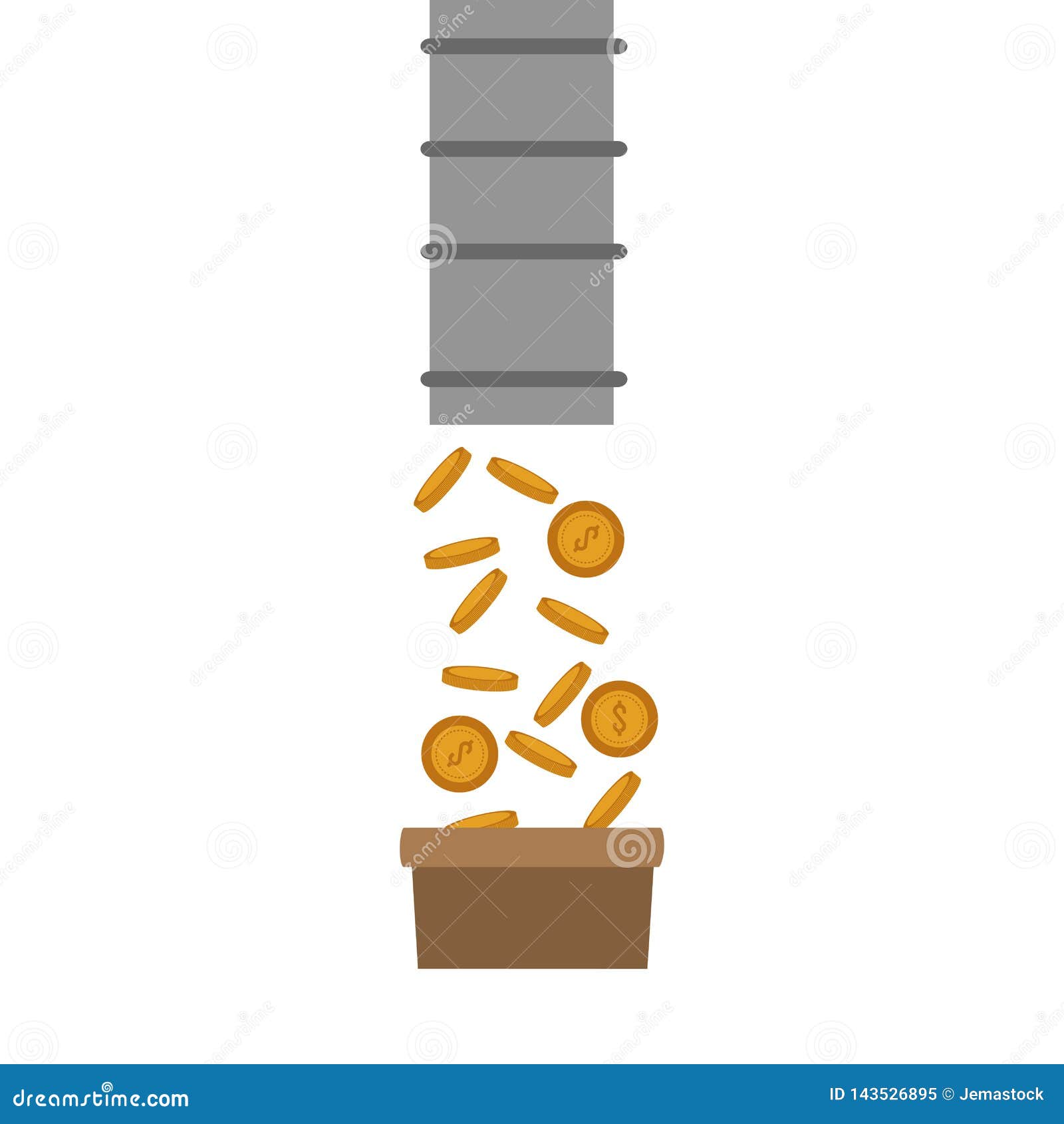 Tube dropping coin in box stock vector. Illustration of financial ...