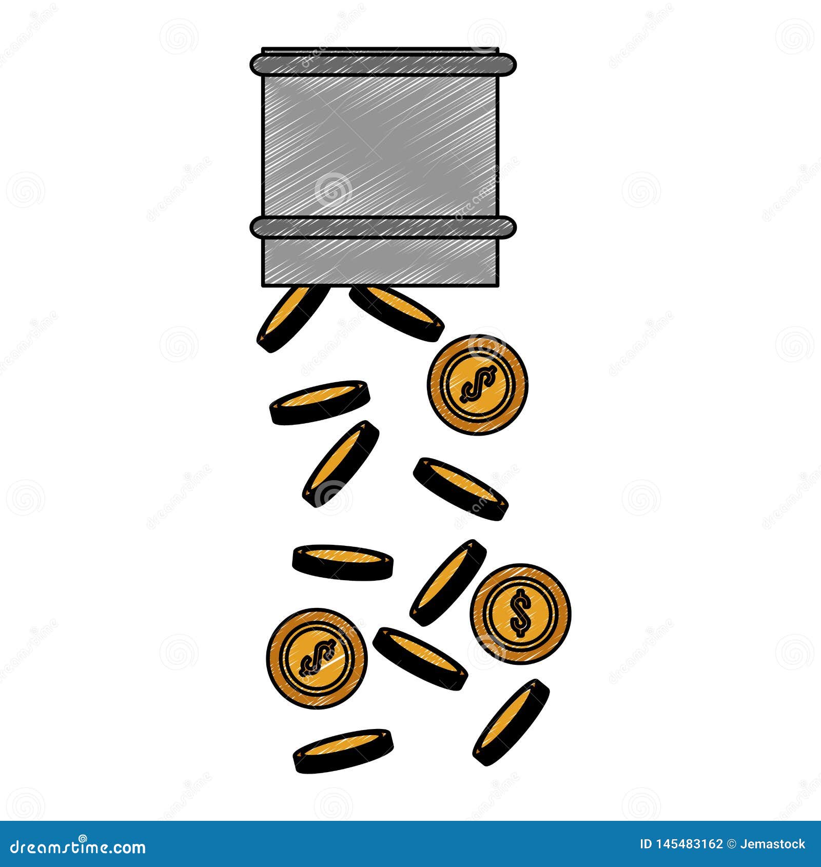 Tube Dropping Coins Scribble Stock Vector - Illustration of finance ...