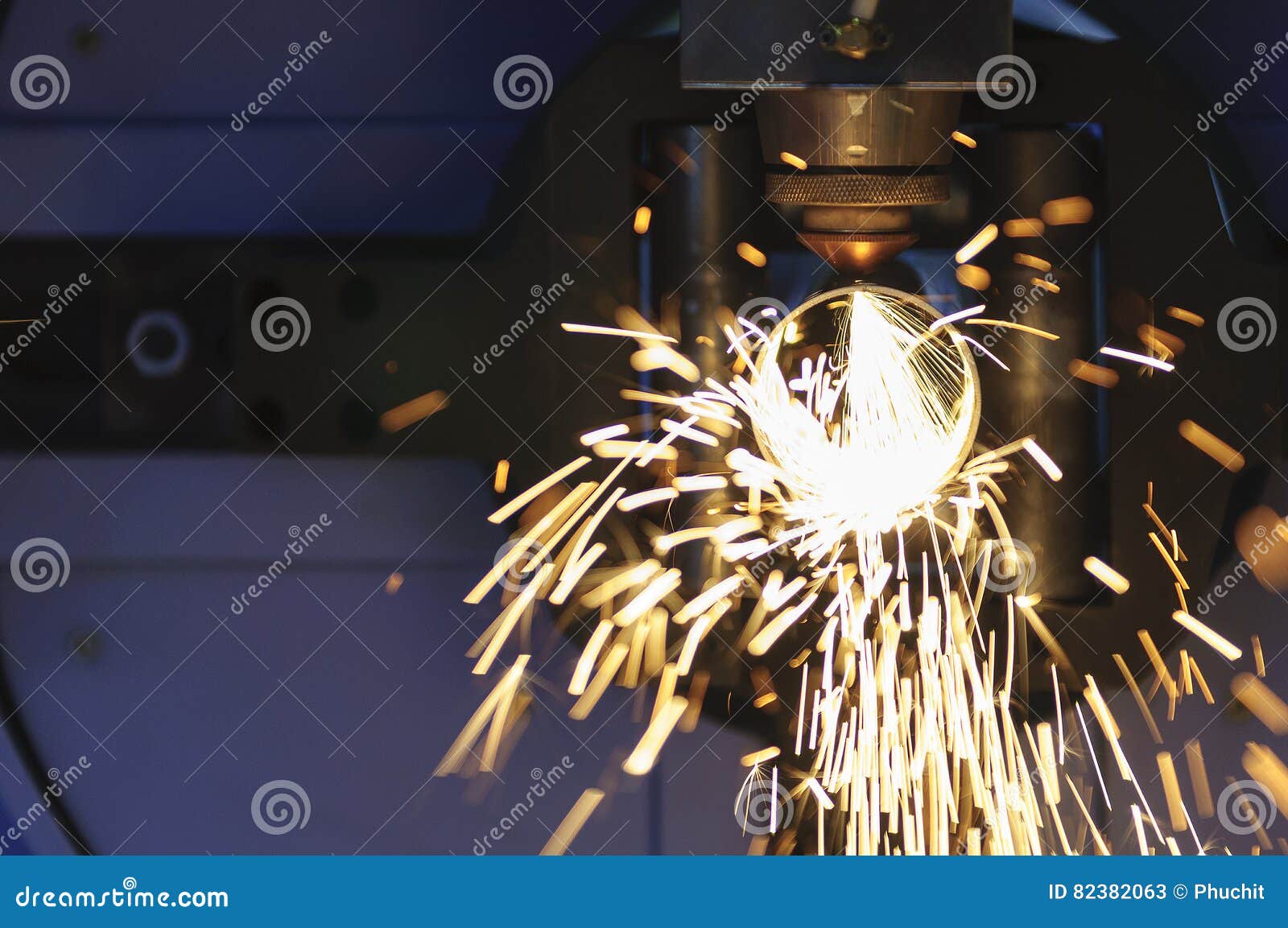 The Tube or Pipe Laser Cutting Machine Stock Image - Image of metal ...