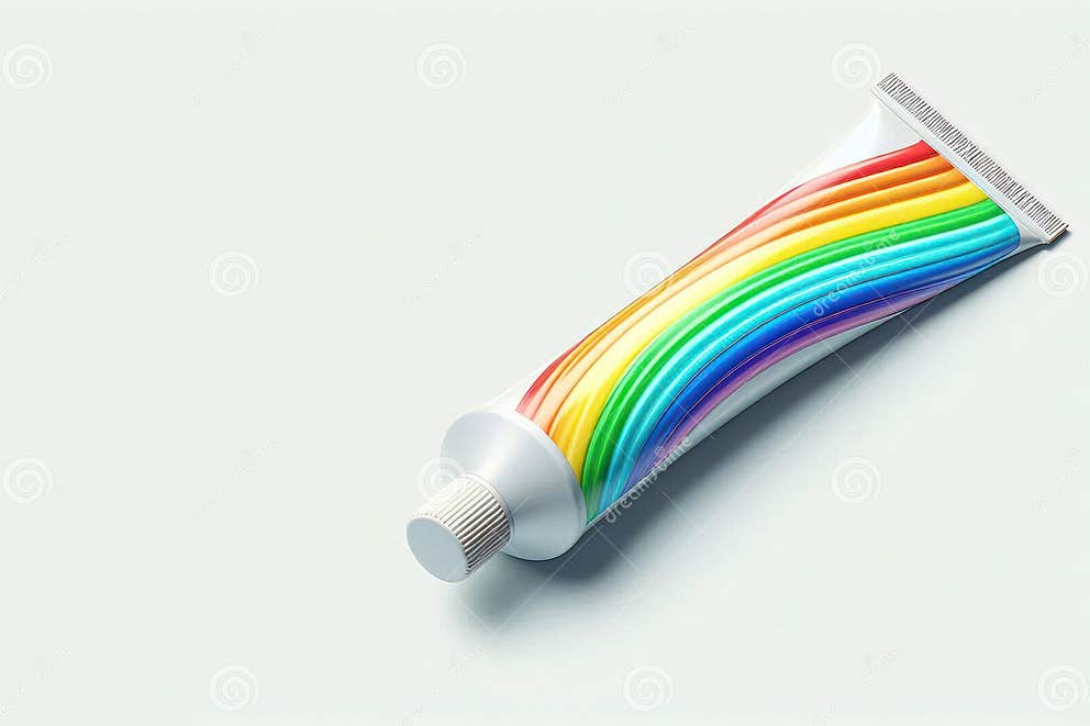 A Tube of Rainbow-colored Toothpaste. Space for Text. Stock Photo ...