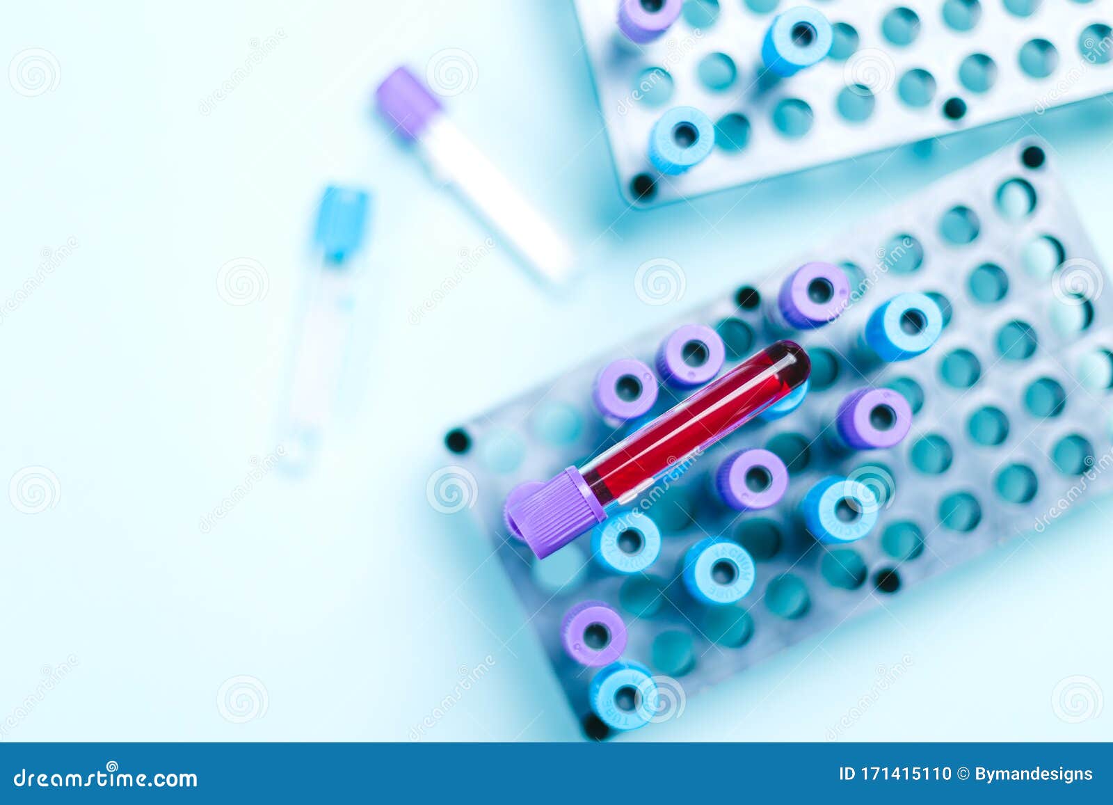Tube Sample with Blood Sample Over a Rake with Medical Samples in the ...