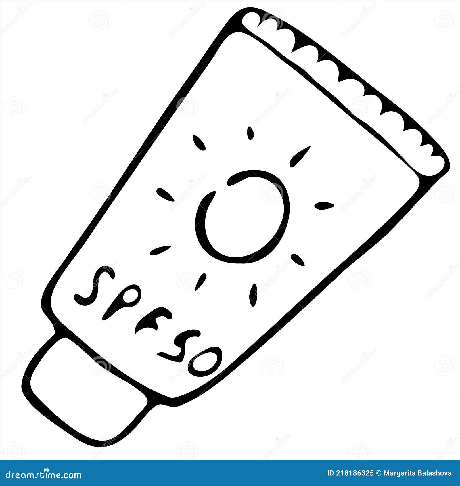 Tube with Sunscreen for Tanning, Vector Doodle Element, Coloring Stock ...