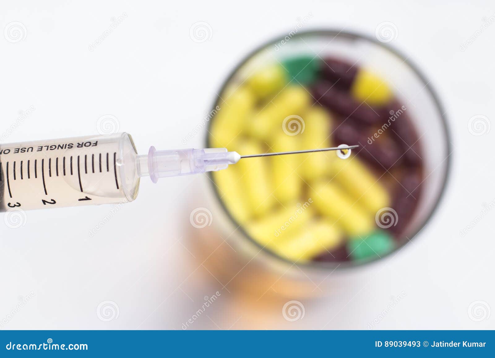 Tuberculin Syringe and Sterile Vial Filled with Medication Solution ...