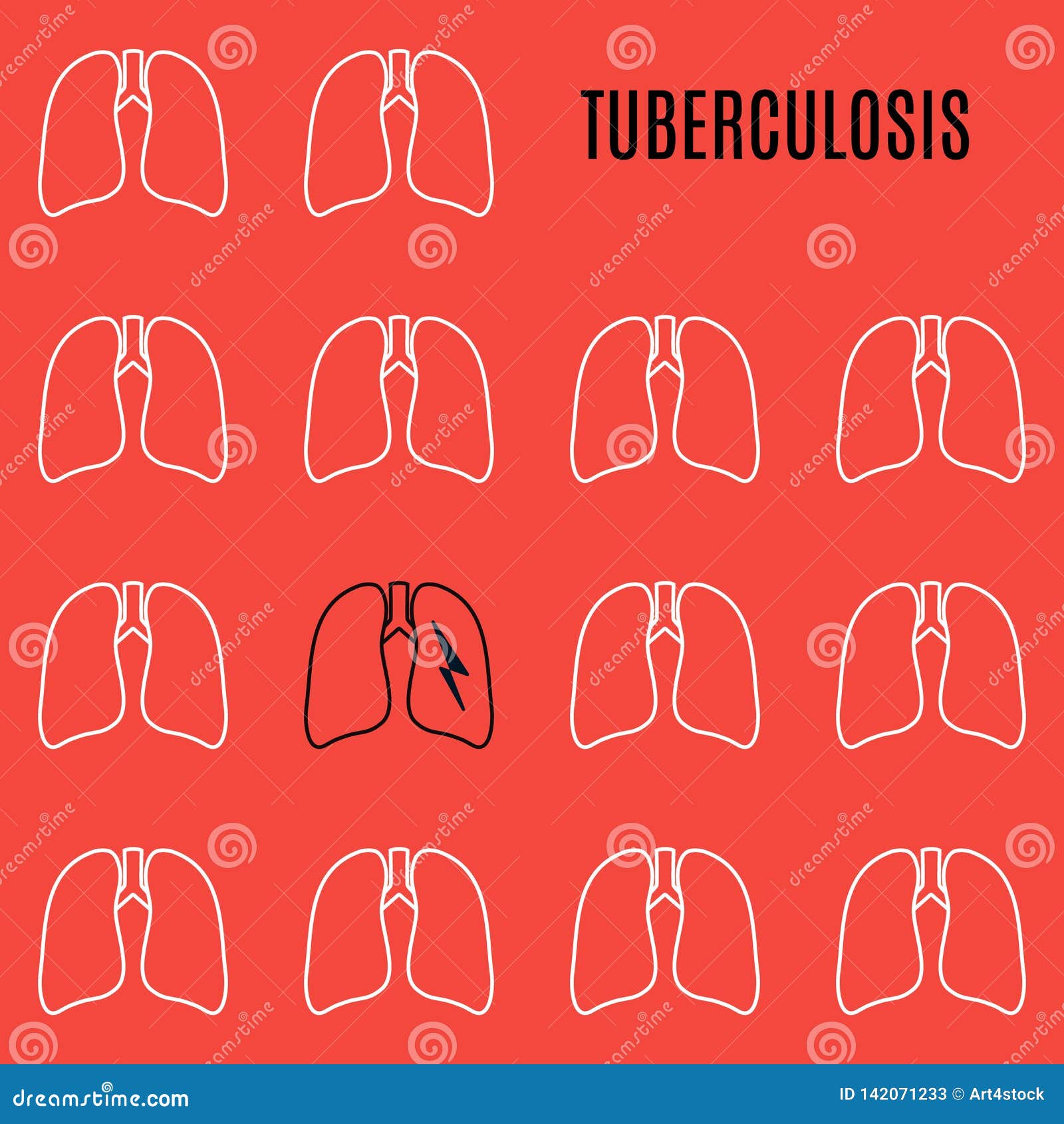 Tuberculosis Awareness Lungs Icon Patterned Poster On Red Stock Vector