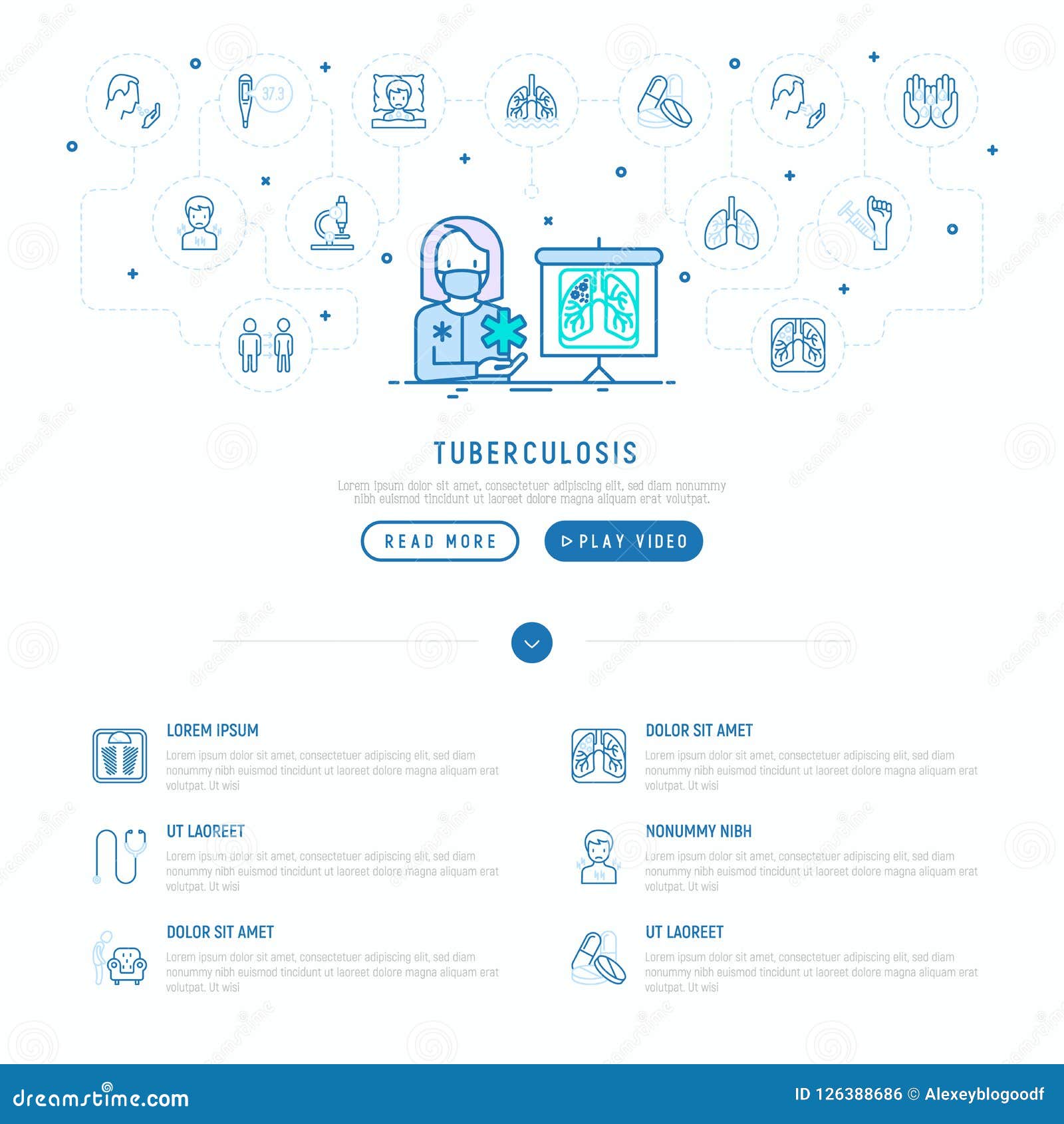 Tuberculosis Concept: Infection In Lungs On X-ray Cartoon Vector ...