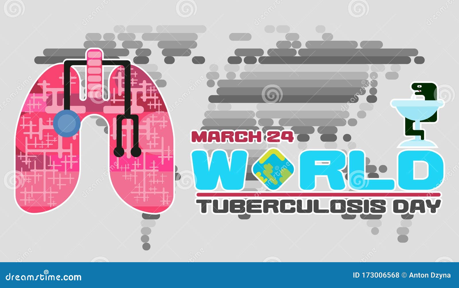 Tuberculosis Control Poster. Flat Bright Style Stock Illustration ...