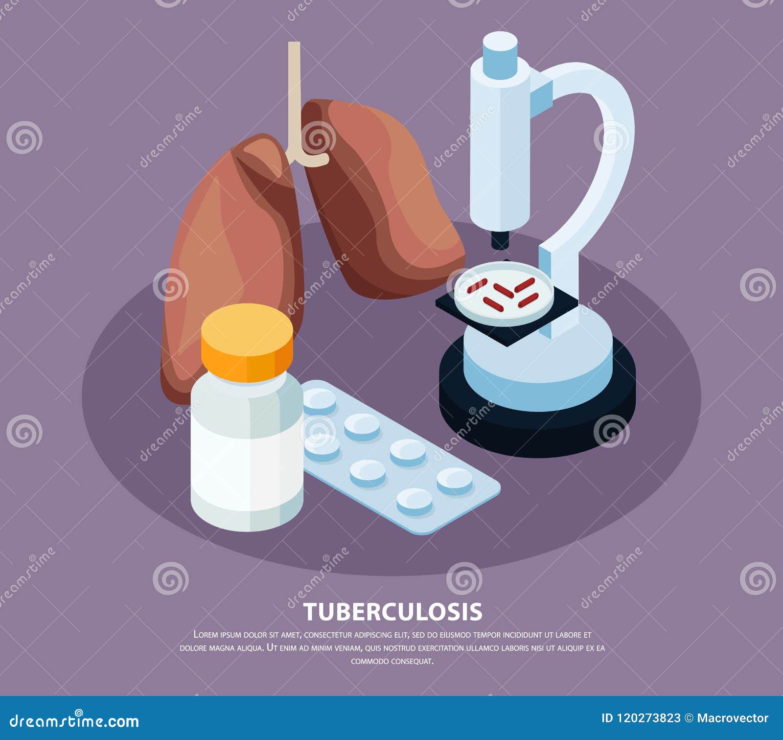 Tuberculosis Prevention Isometric Background Cartoon Vector ...