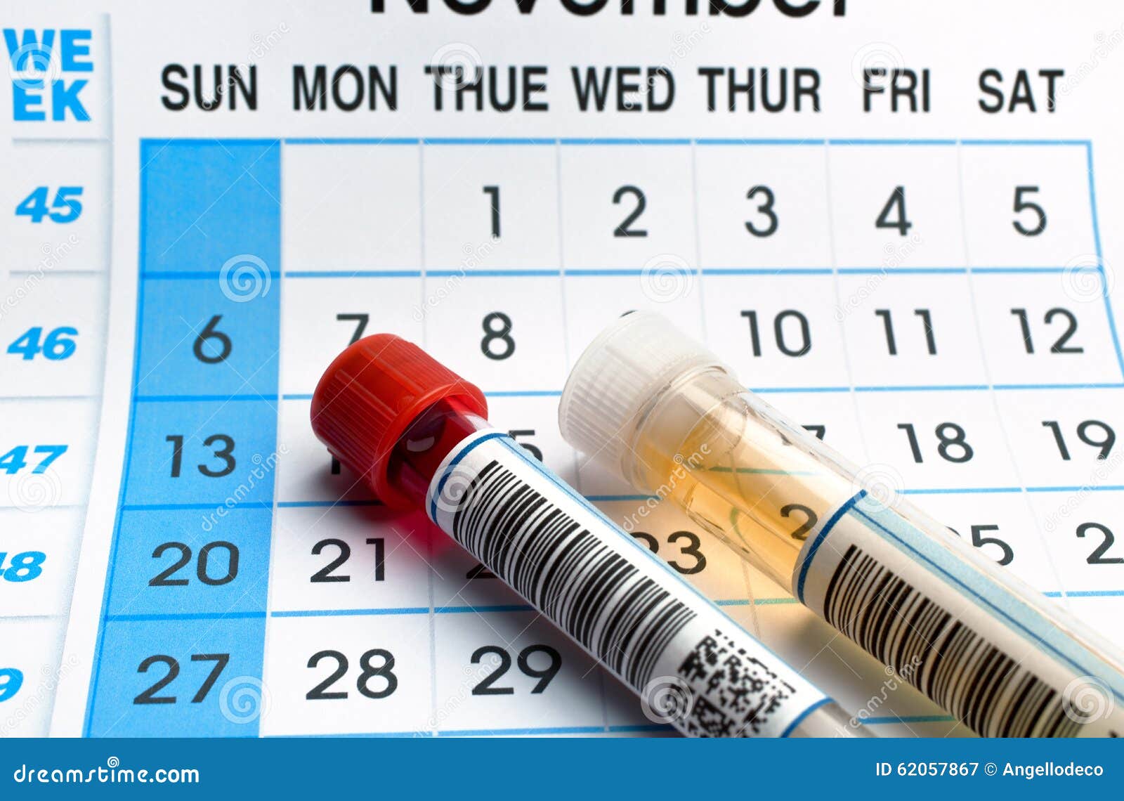 Tubes of Blood and Urine Samples for Analysis and Calendar Citations ...