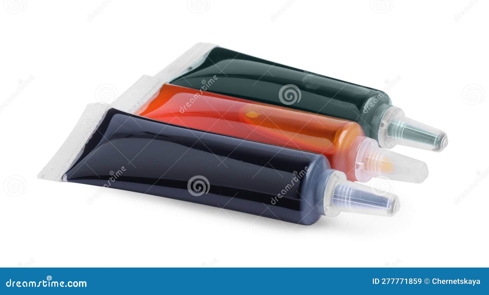 Tubes with Different Food Coloring on White Background Stock Image ...