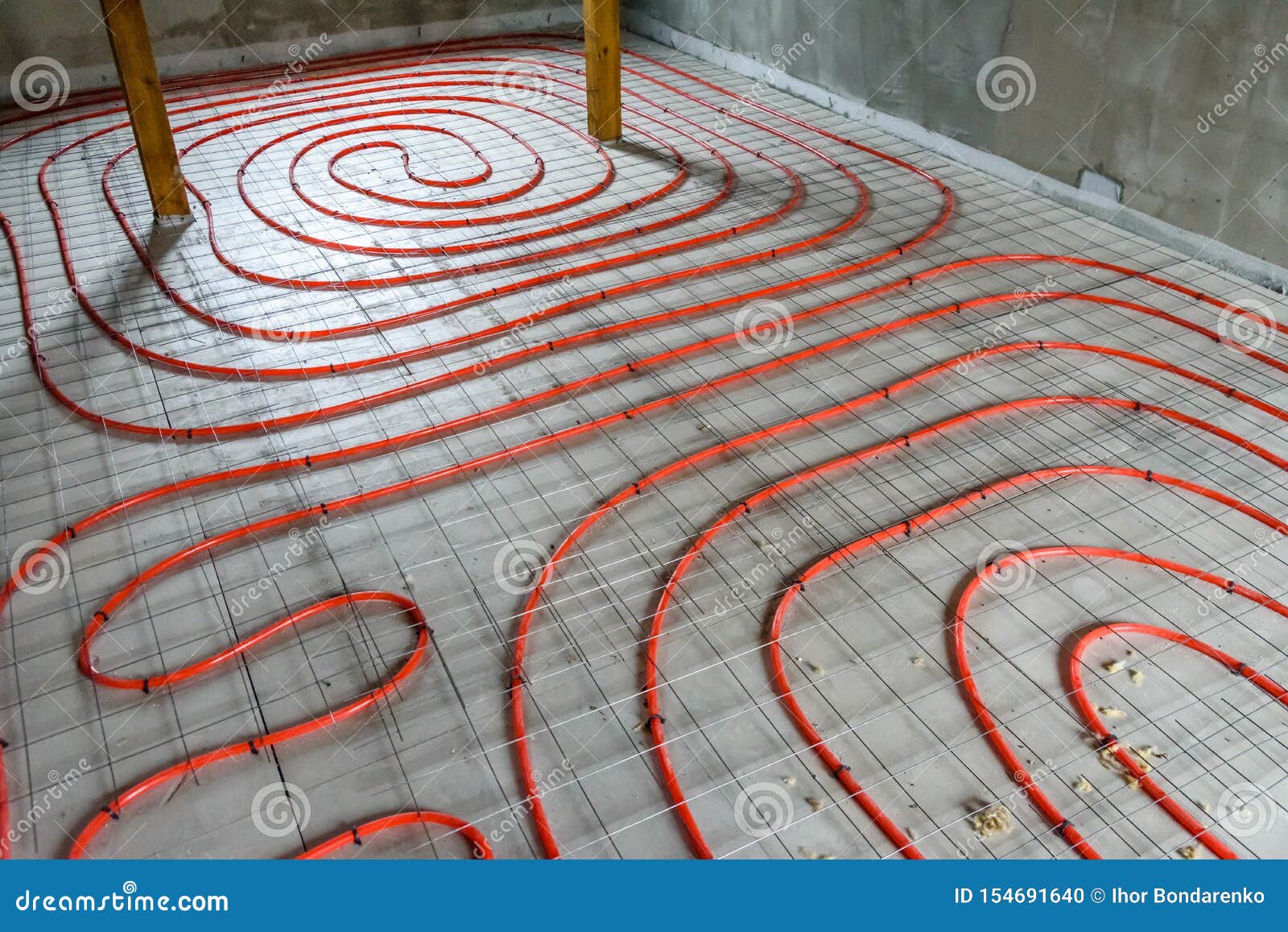 Tubes of the Underfloor Heating System on a Styrofoam Insulation Stock ...