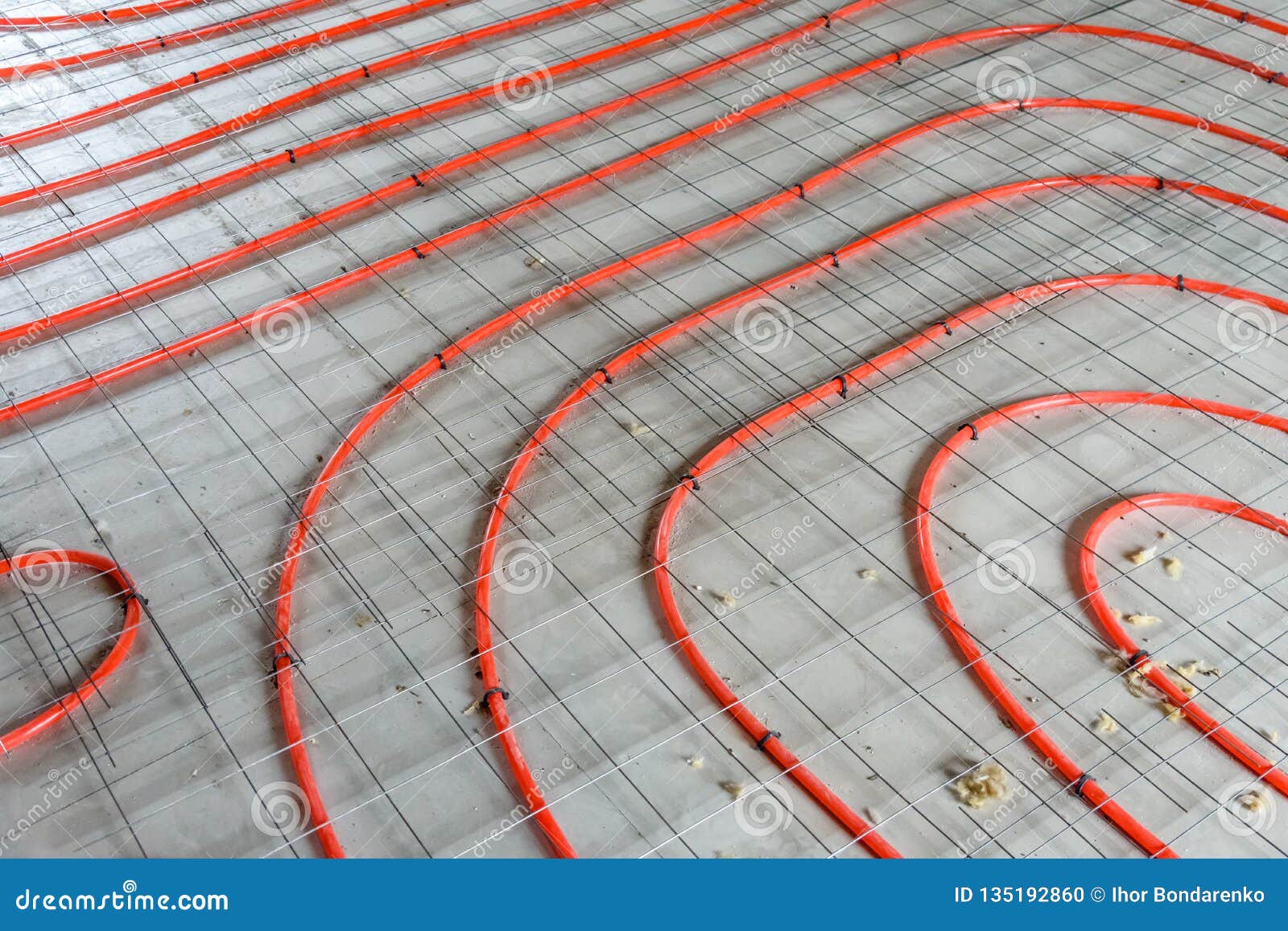 Tubes of the Underfloor Heating System on a Styrofoam Insulation Stock ...