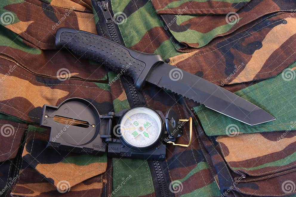 Tubular compass and knife stock photo. Image of compass - 3201872