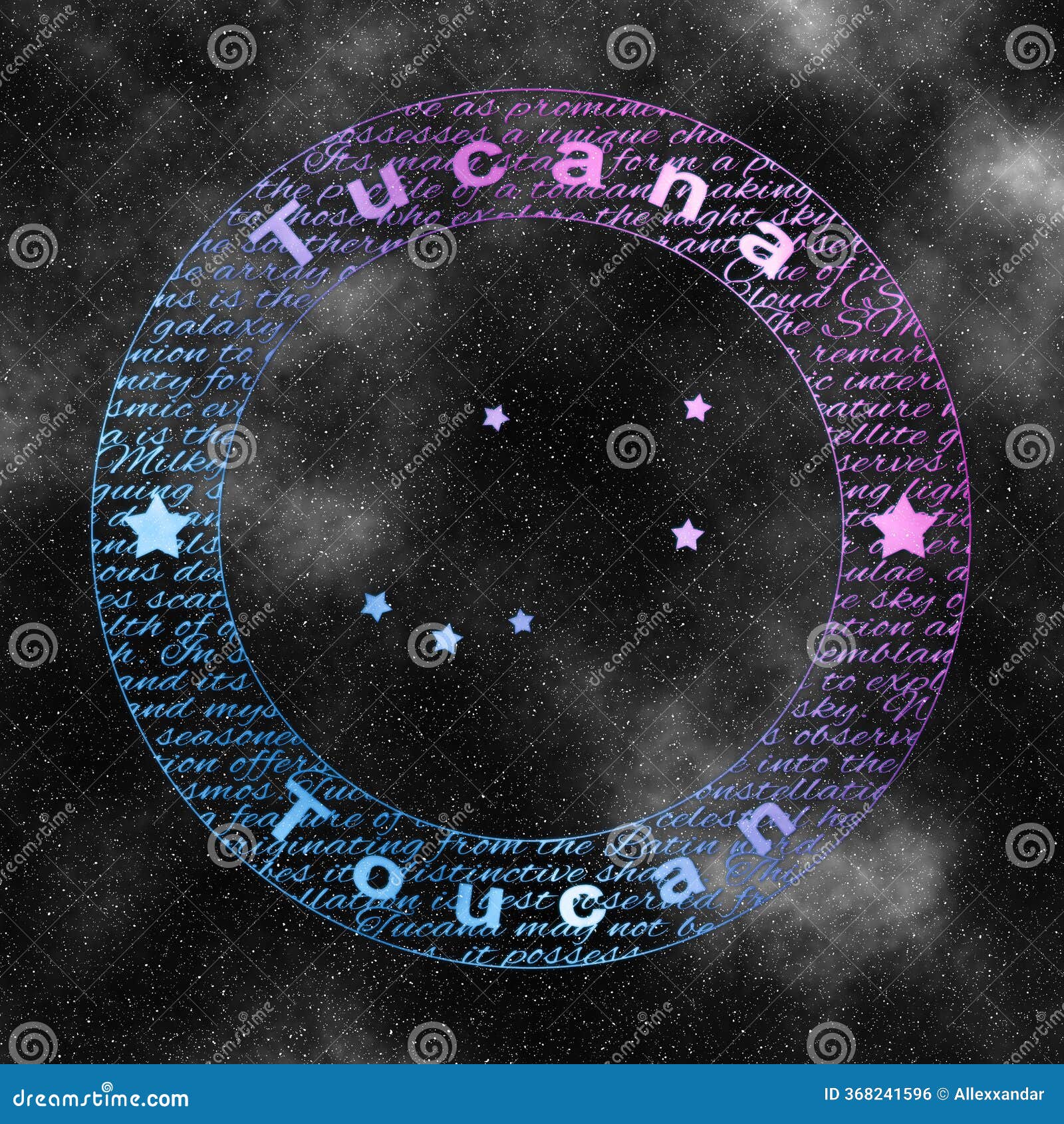 Tucana Constellation With Star Names In Night Sky Cartoon Vector ...