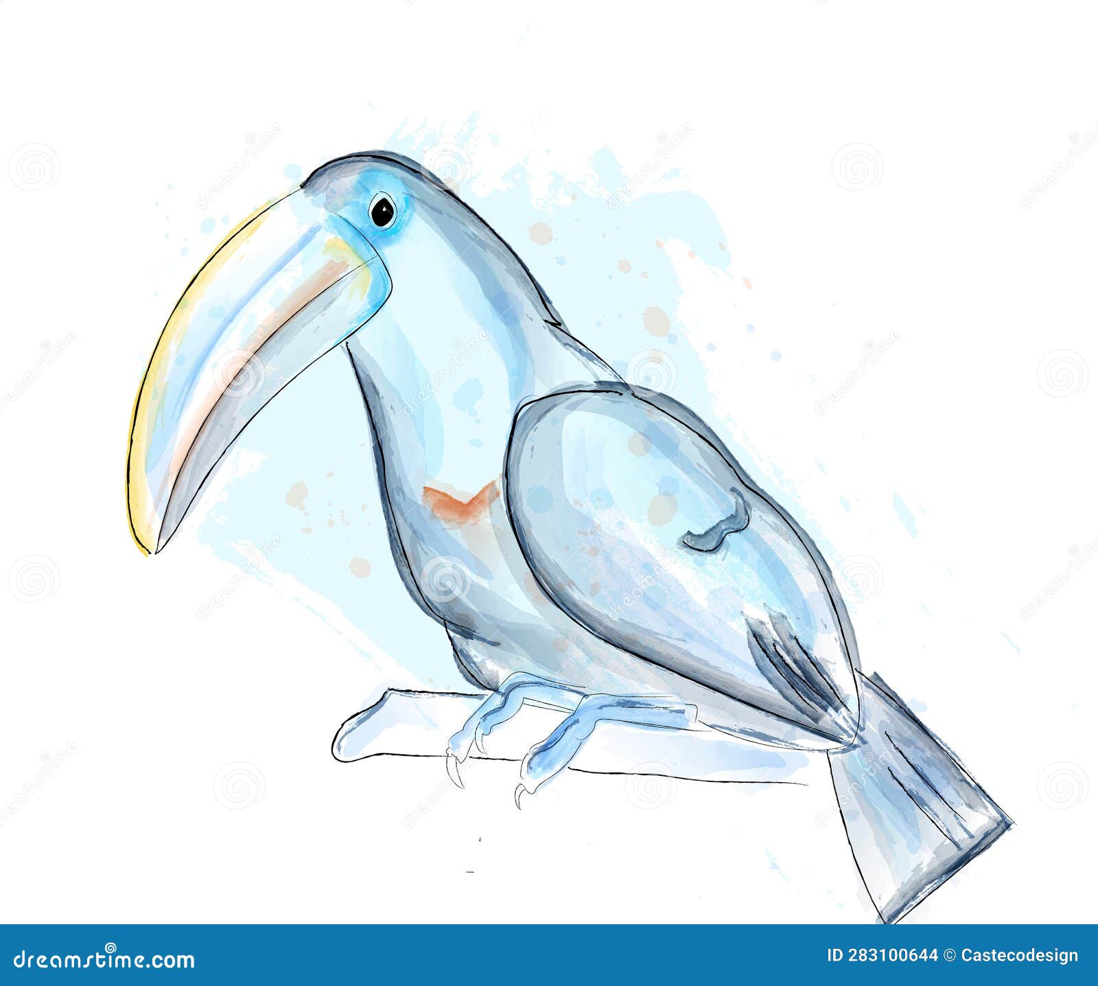 Tucano Bird Vector Watercolor. Blue Posters Stock Vector - Illustration ...