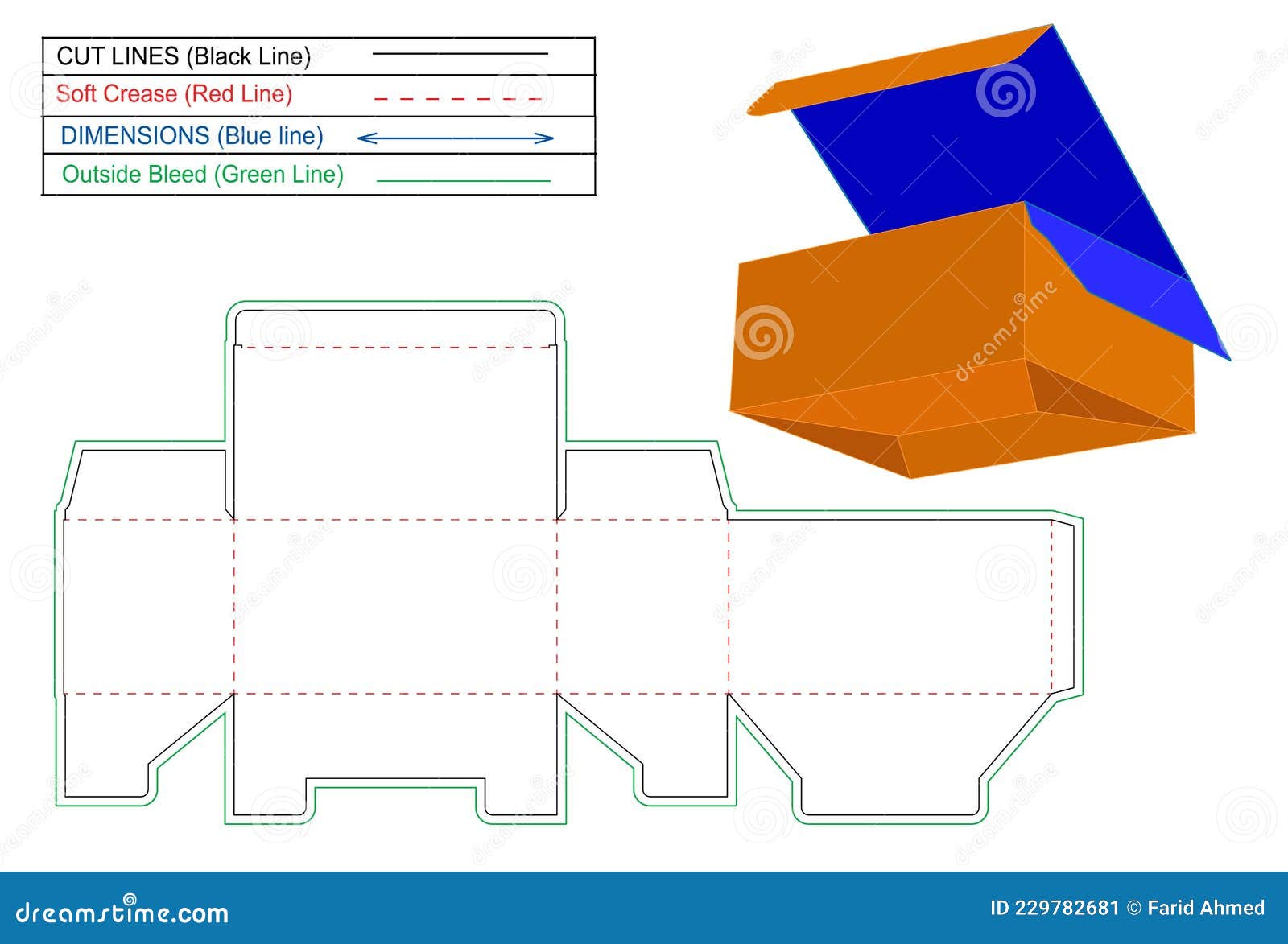 Tuck Top Auto Bottom Lock or Snap Bottom Lock Box Dieline Template ...