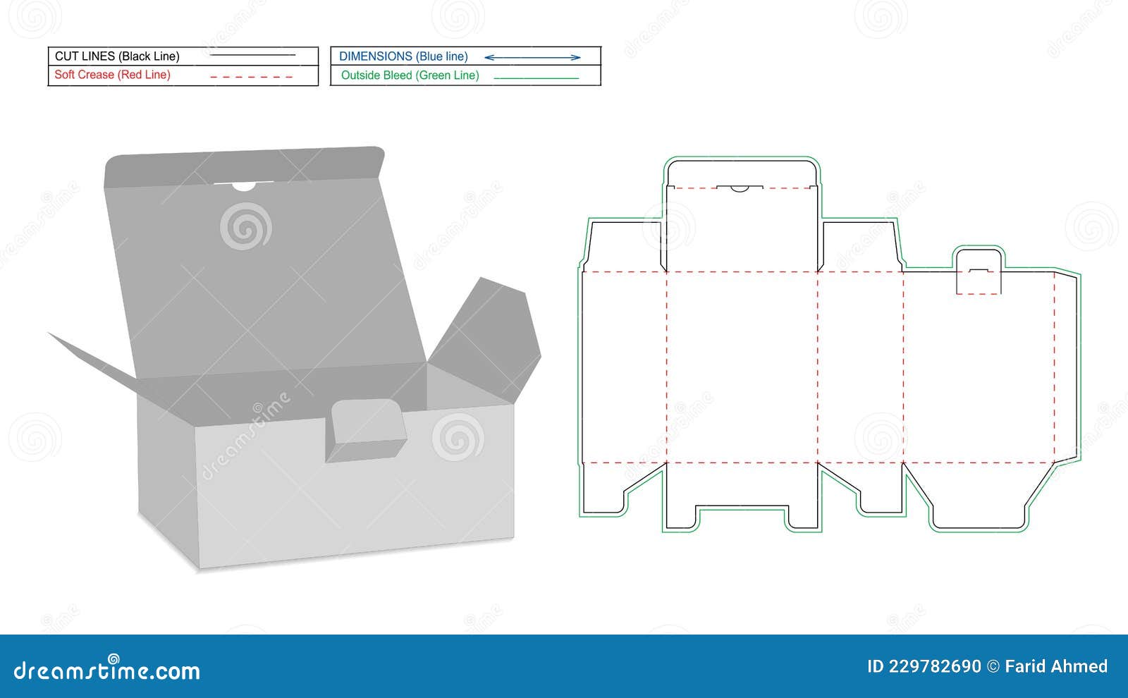 Tuck Top Snap Lock Bottom Dieline Template Stock Illustration ...