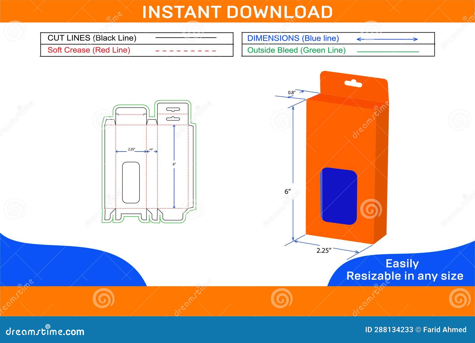 Tuck Top Snap Lock Bottom With Hanger Box Dieline Template And 3D ...