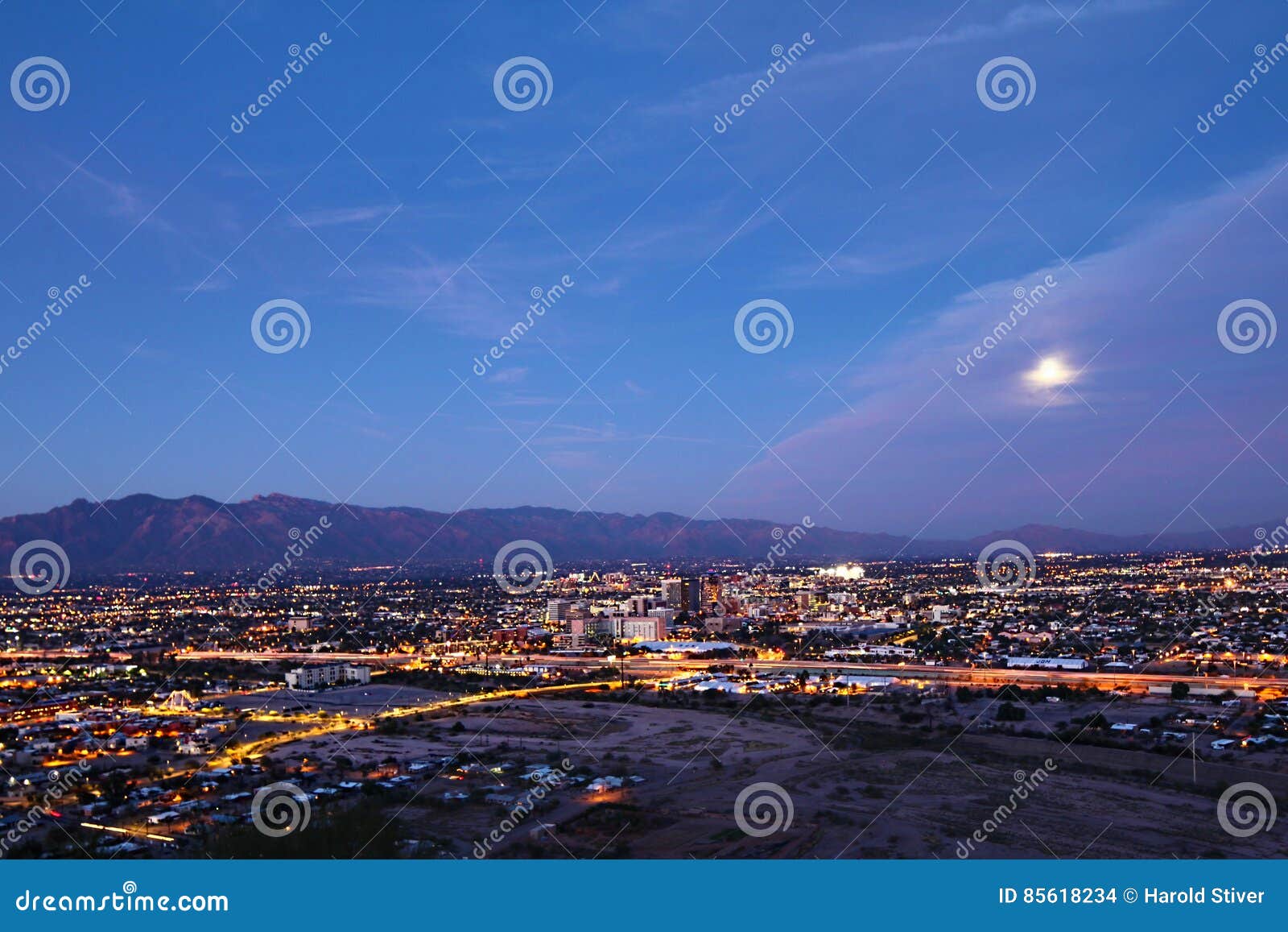 The Tucson City Center at Night Stock Photo - Image of town, travel ...