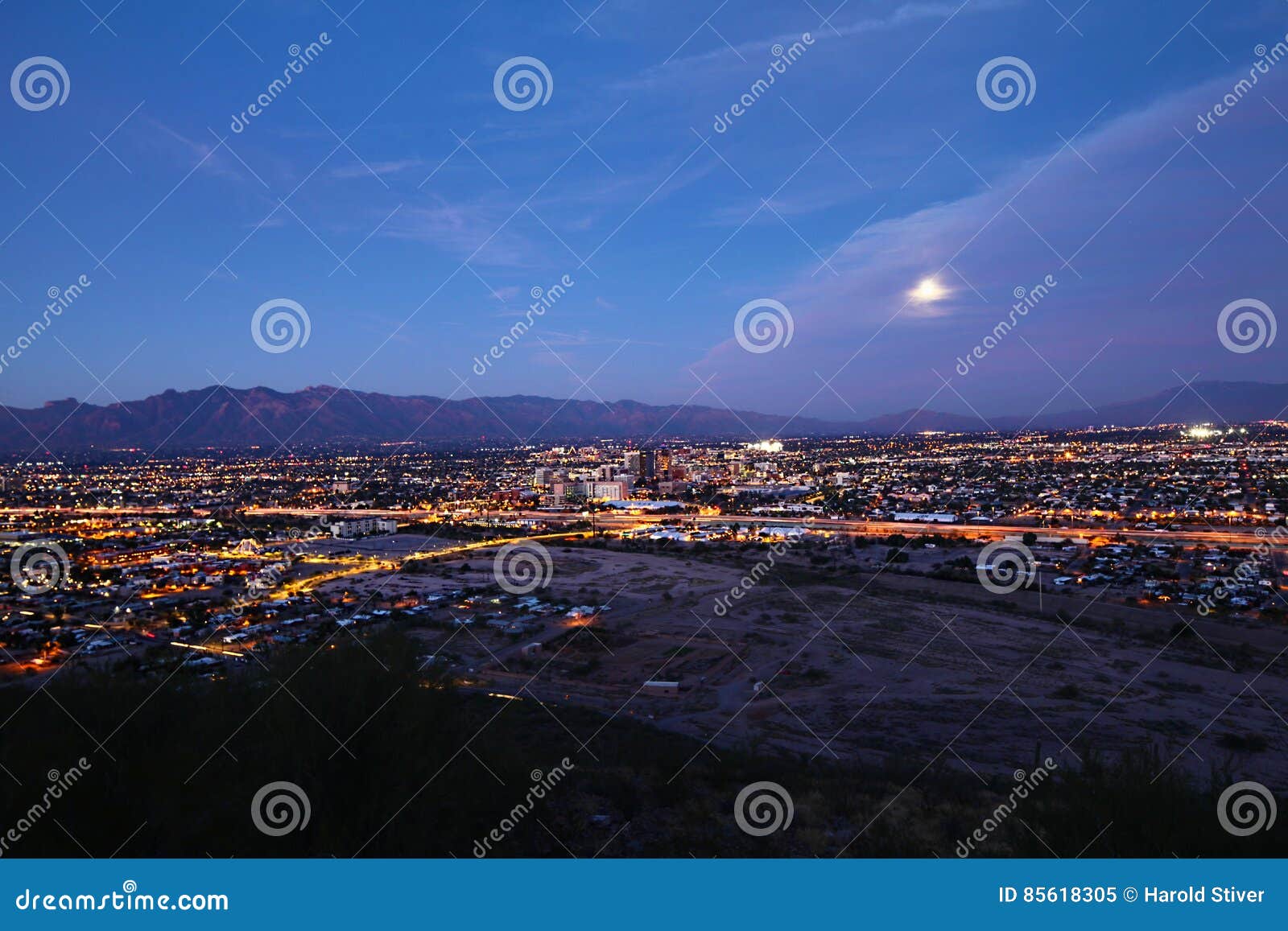 The Tucson Skyline at Night Stock Image - Image of architecture, city ...