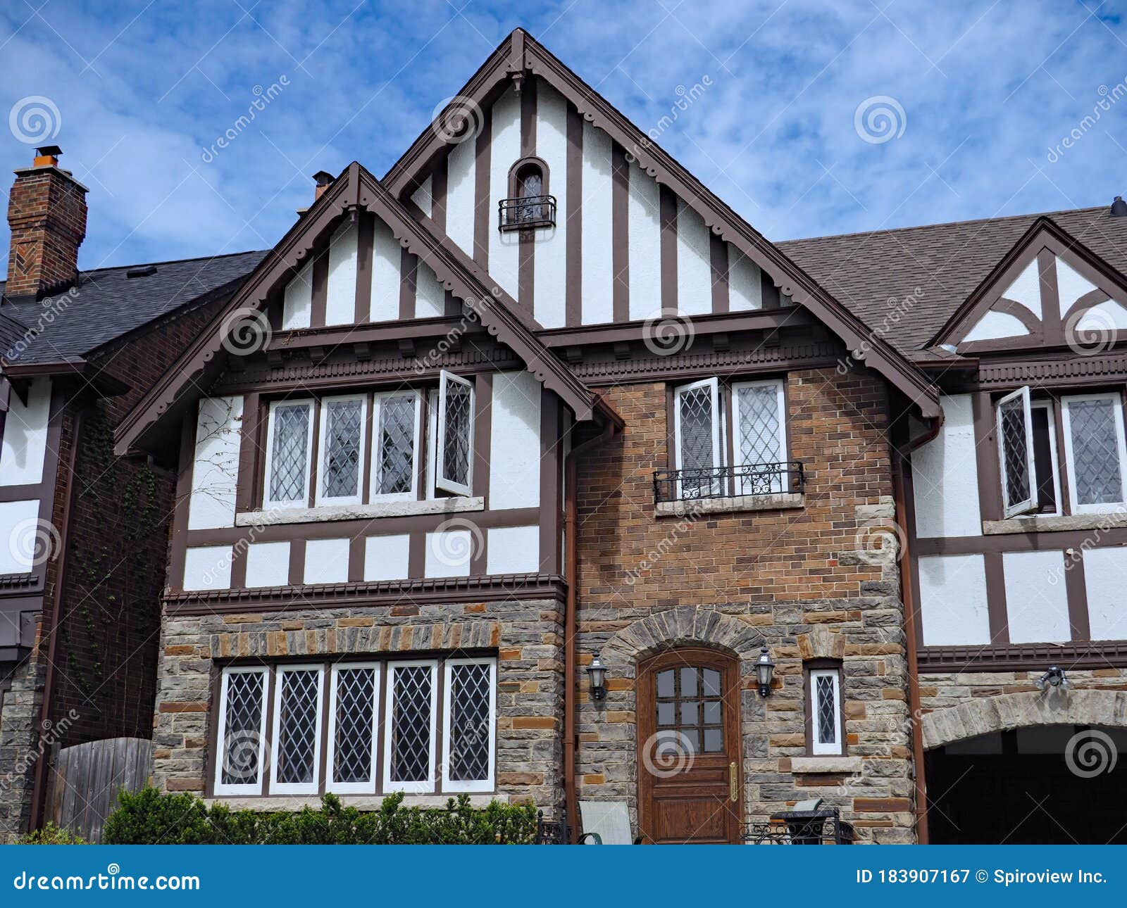 Tudor Design Home with Half Timbered Decorations and Leaded Glass ...
