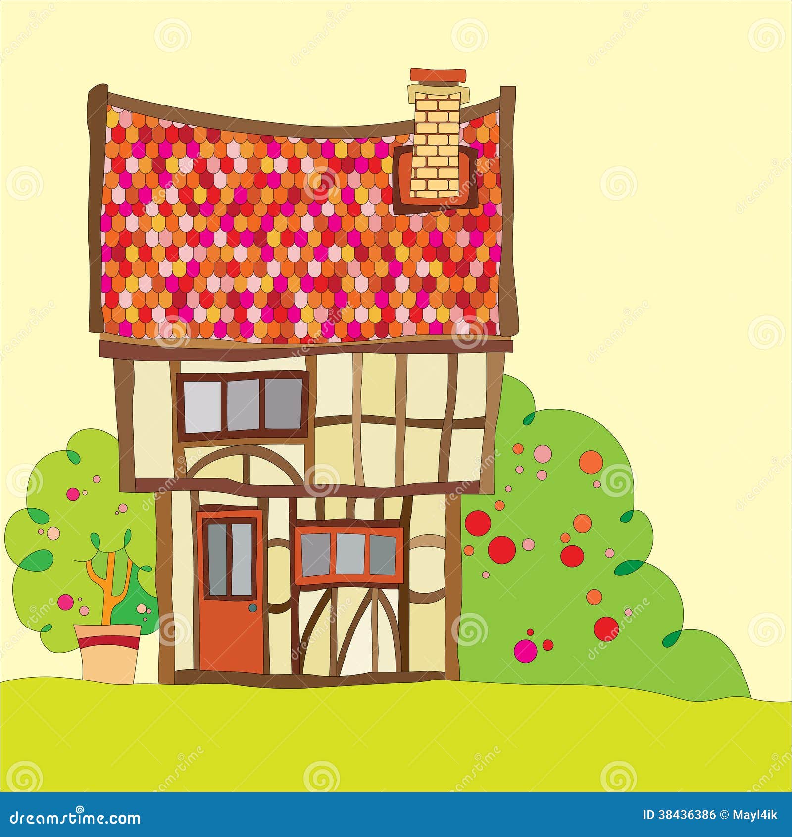 Tudor Manor House Vector Illustration | CartoonDealer.com #110456390
