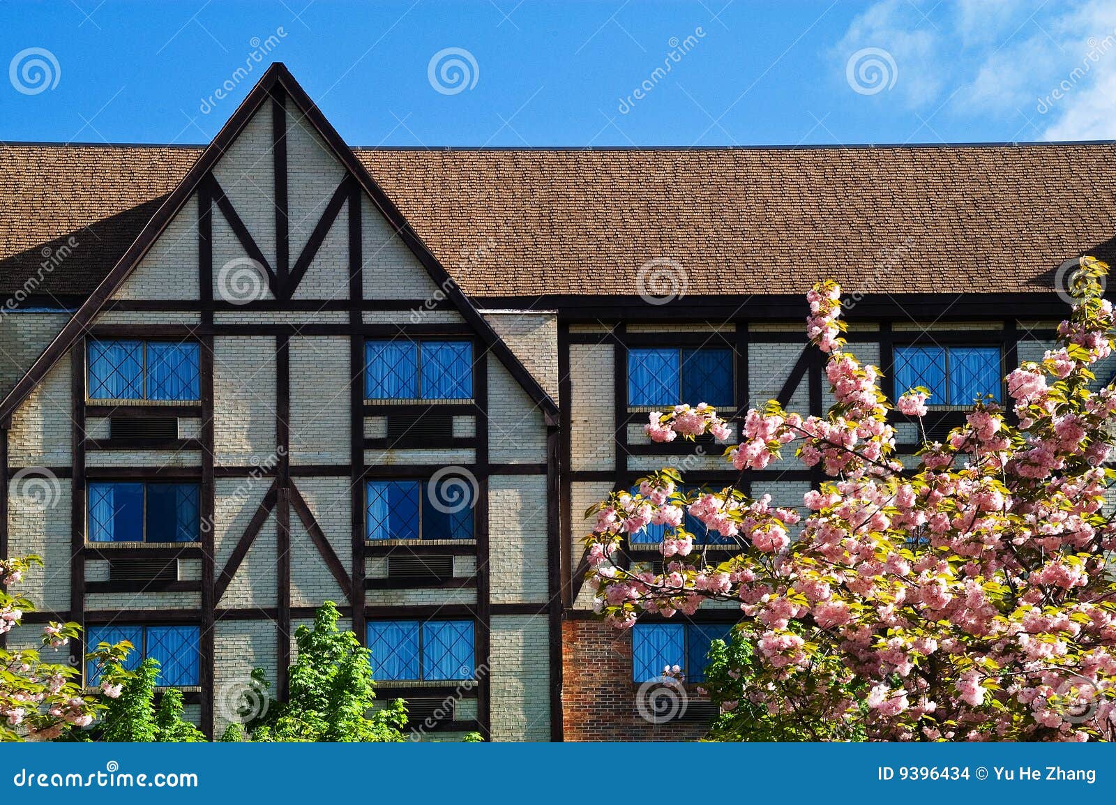 Tudor Manor in Spring stock photo. Image of noble, hotel - 9396434