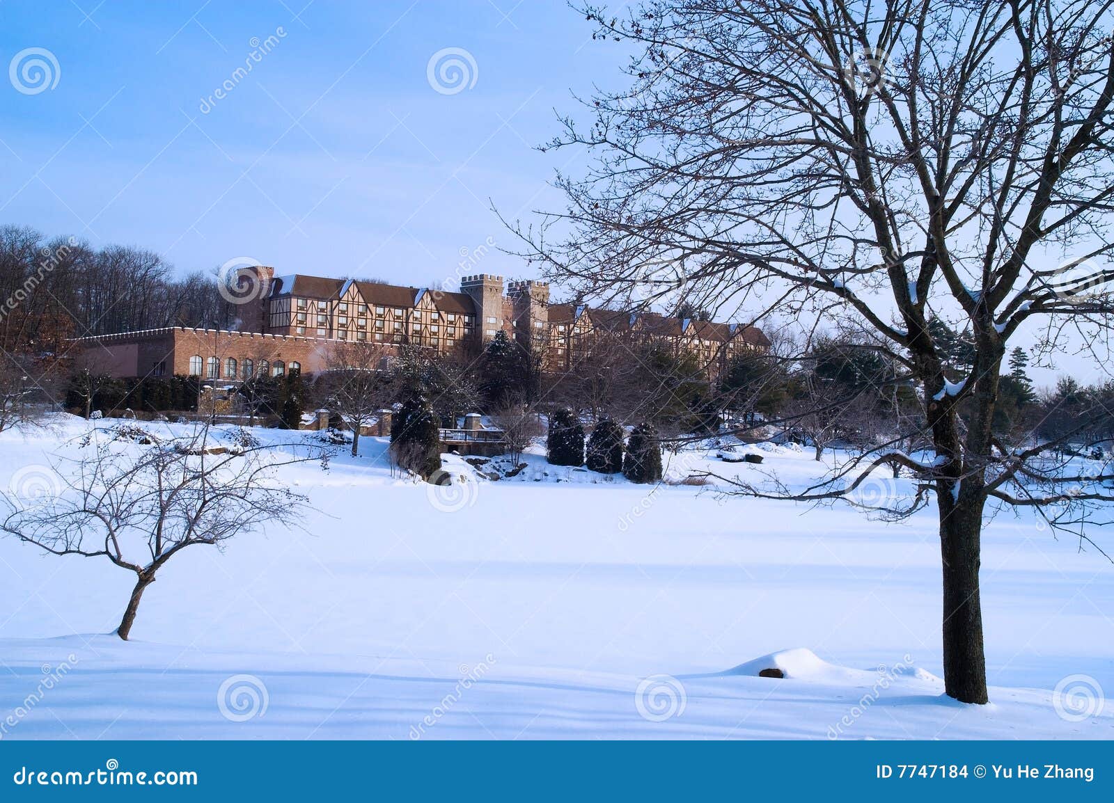 Tudor Manor in a Winter Morning Stock Photo - Image of style ...
