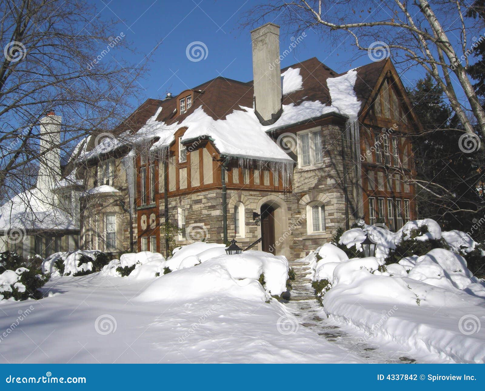 Tudor Style House with Icicles Stock Photo - Image of winter, yard: 4337842