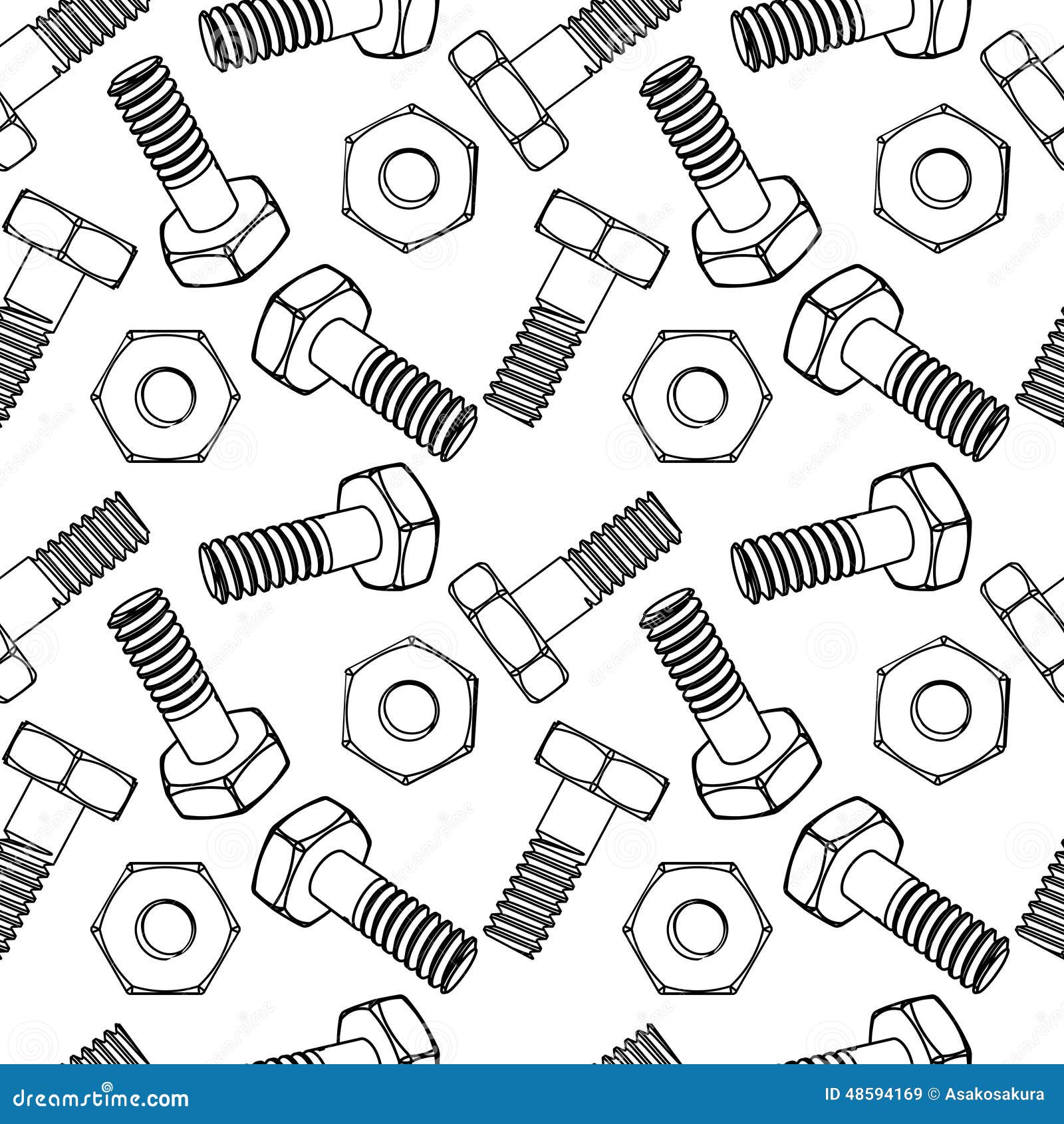 Tuercas Inconsútiles - Y - Tornillos Ilustración del Vector ...