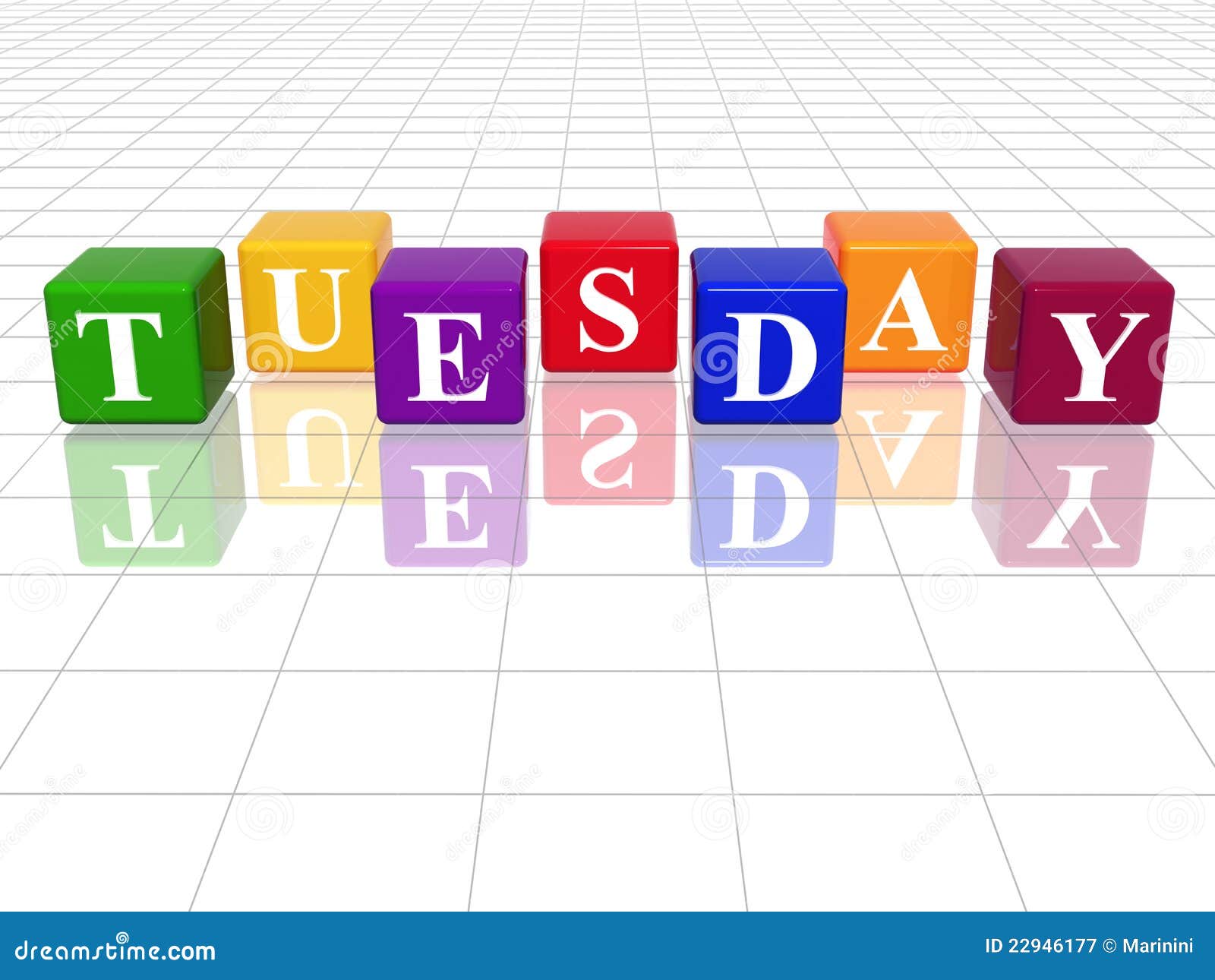 Tuesday in 3d Coloured Cubes Stock Illustration - Illustration of ...