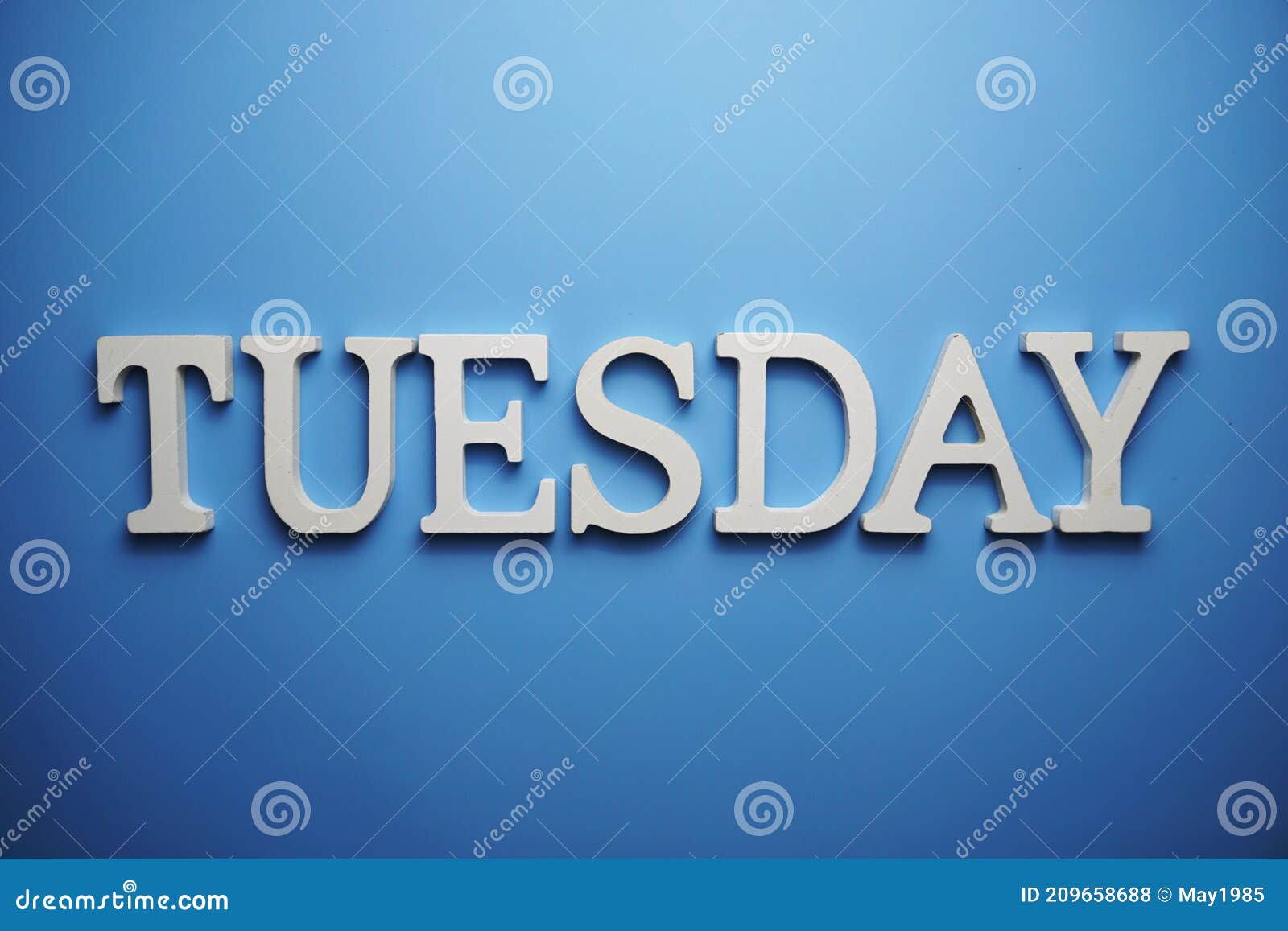Tuesday Alphabet Letter on Blue Background Stock Photo - Image of break ...