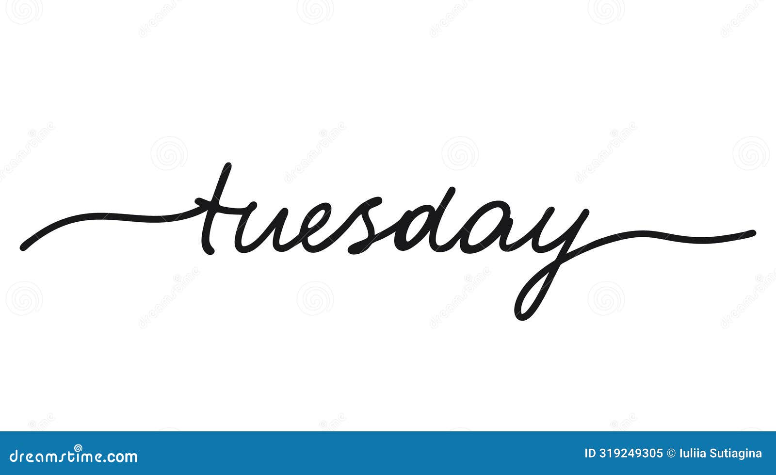 Tuesday, Black Hand Drawn Continuous Line Word. Day of Week, Work Day ...