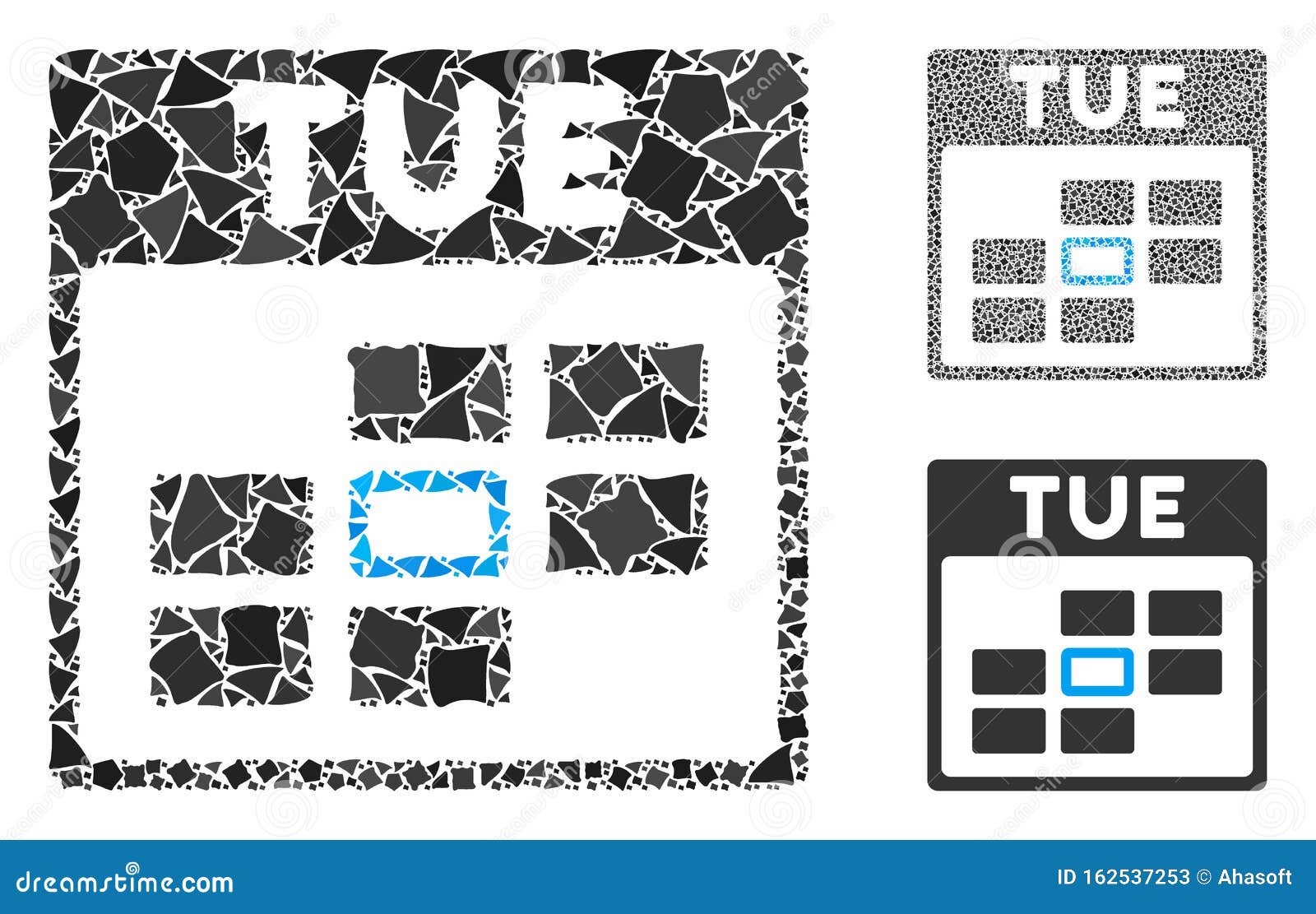 Tuesday Calendar Grid Composition Icon of Ragged Items Stock Vector ...