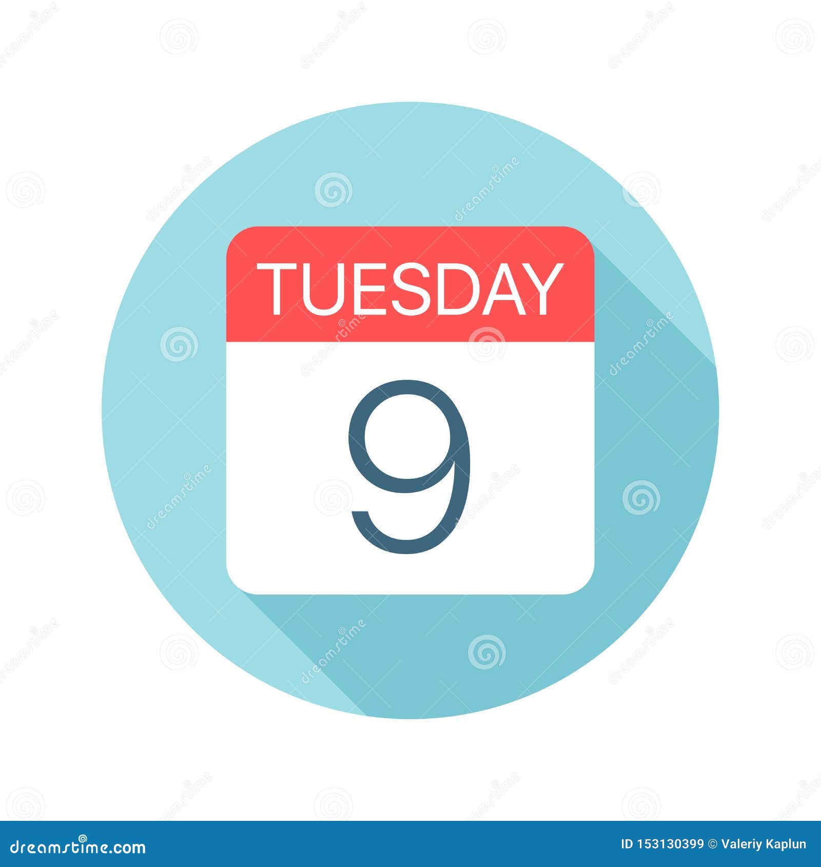 Tuesday 9 - Calendar Icon. Vector Illustration of One Day of Week Stock ...