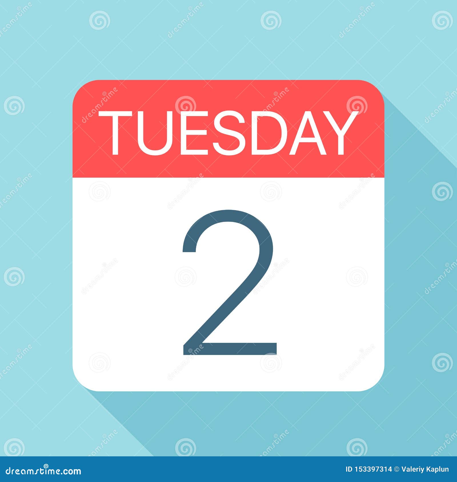 Tuesday 2 - Calendar Icon. Vector Illustration of Week Day Paper Leaf ...