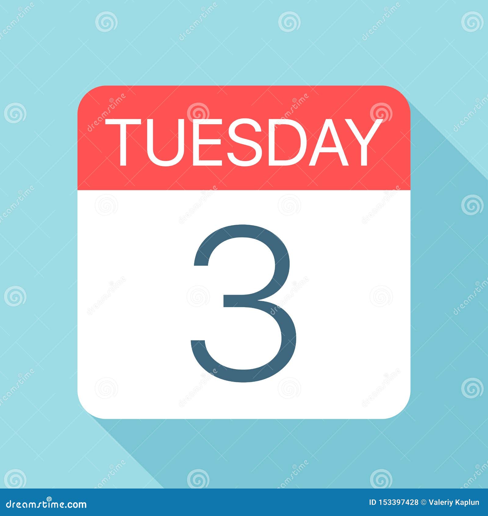 Tuesday 3 - Calendar Icon. Vector Illustration of Week Day Paper Leaf ...
