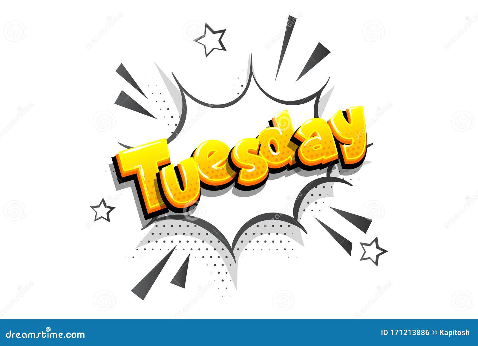 Tuesday Comic Text Speech Bubble Pop Art Stock Vector - Illustration of ...