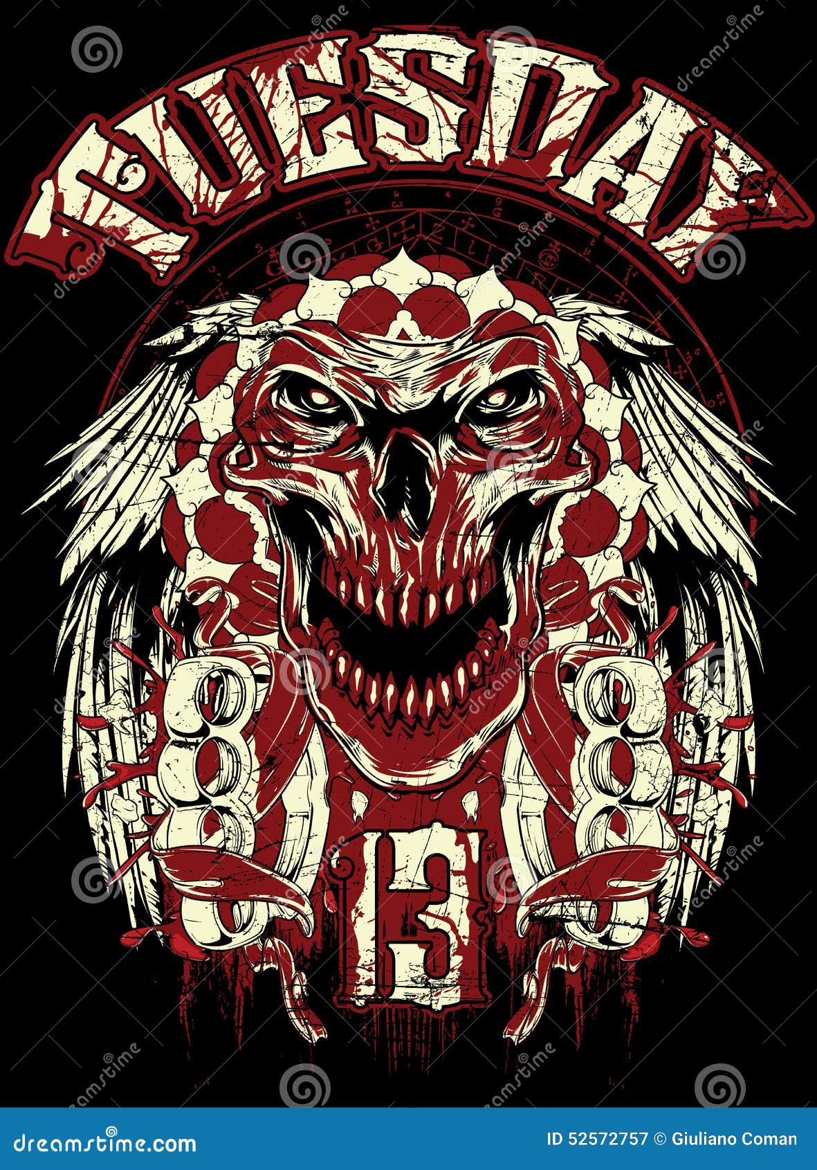 Decrepit Skull With Two Crossed Bones Vector Illustration ...