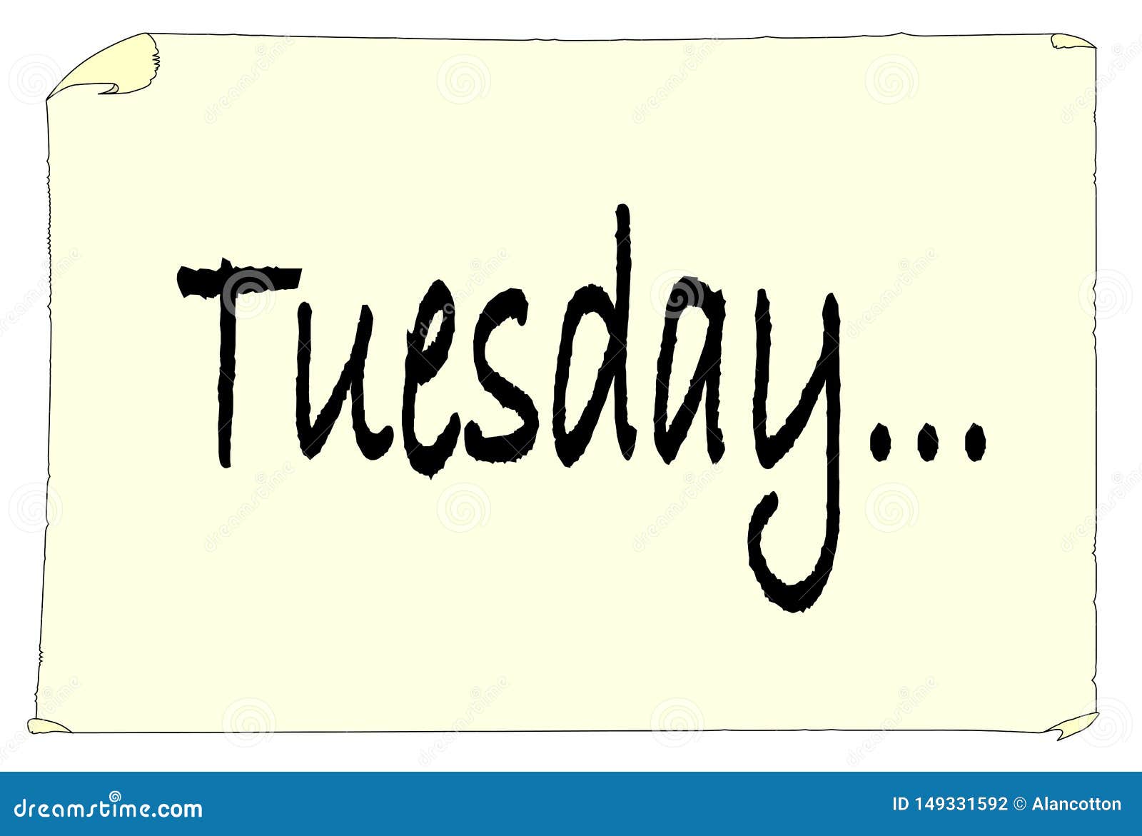 Tuesday Paper Message Sticker on a White Background Stock Vector ...