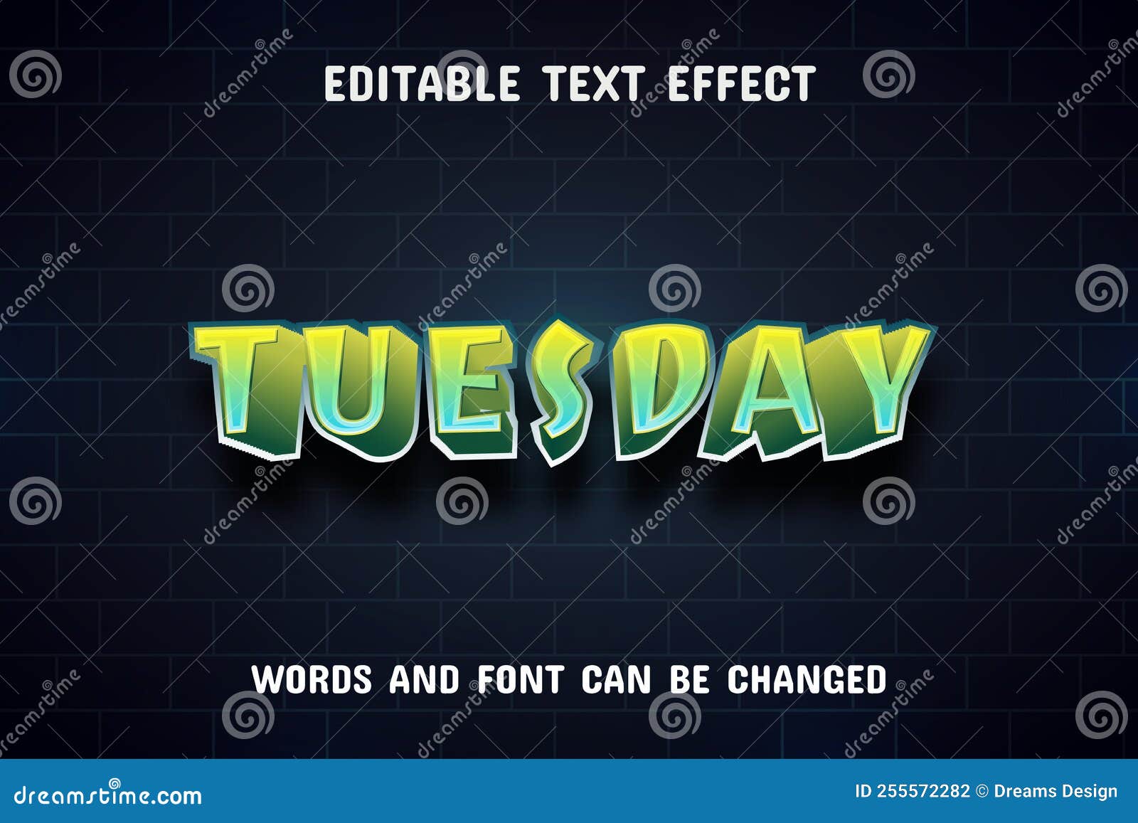 Tuesday Text - Editable Text Effect Stock Vector - Illustration of ...