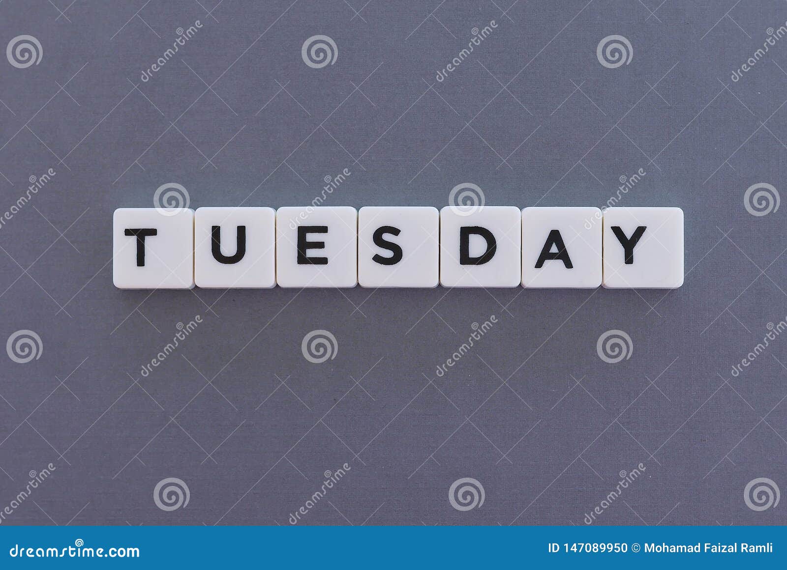 Tuesday Word Made of Square Letter Word on Grey Background Stock Photo ...