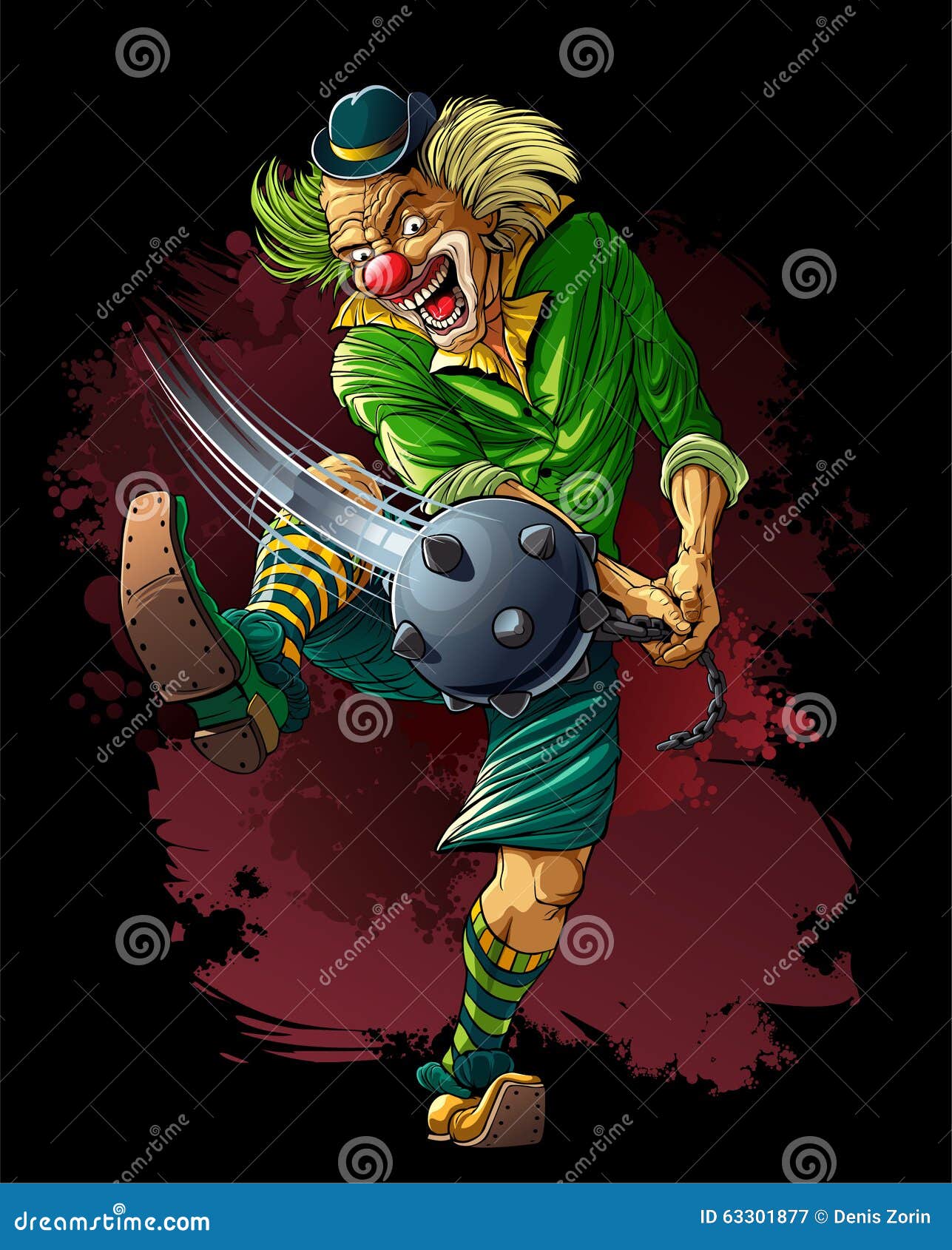 Tueur Fou De Clown Avec La Trique Illustration de Vecteur ...