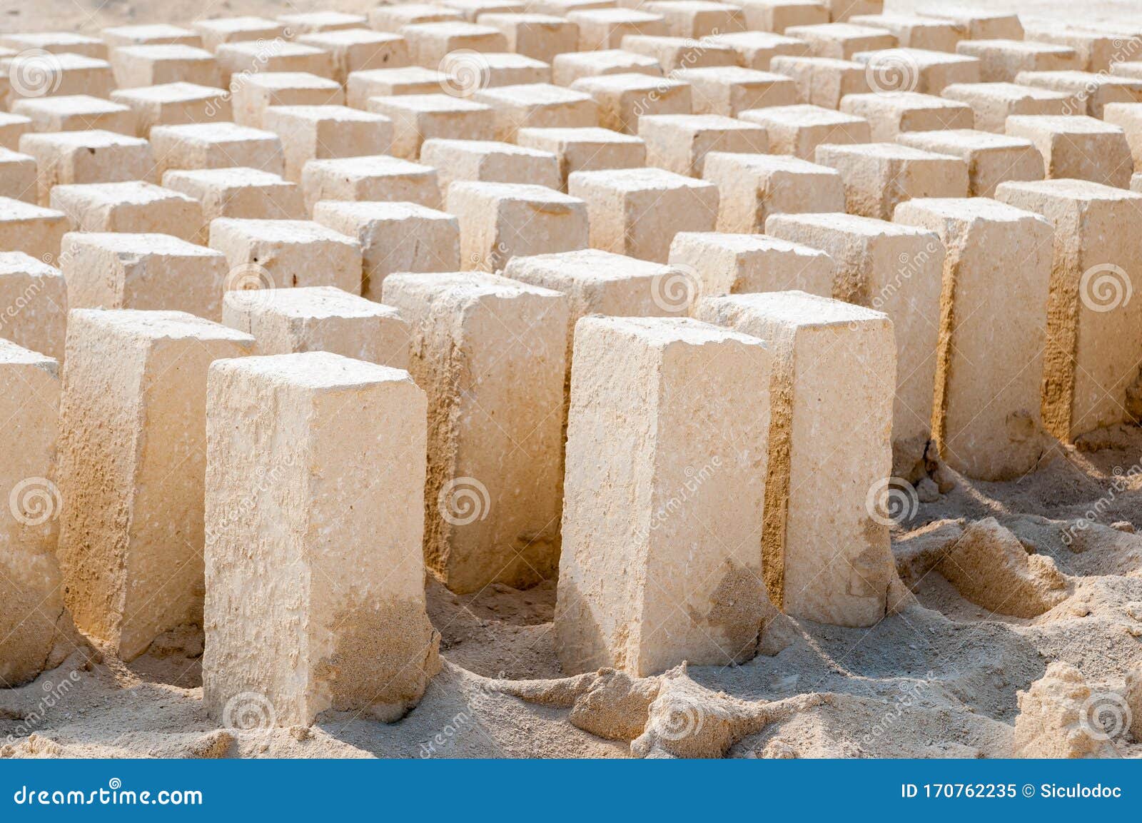 Tufa blocks in a row stock image. Image of nature, closeup - 170762235