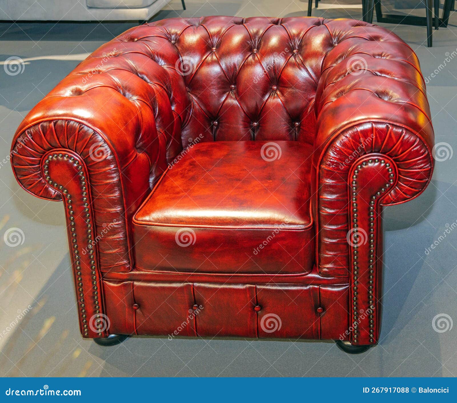 Tufted Red Leather Armchair Stock Photo - Image of classic, home: 267917088