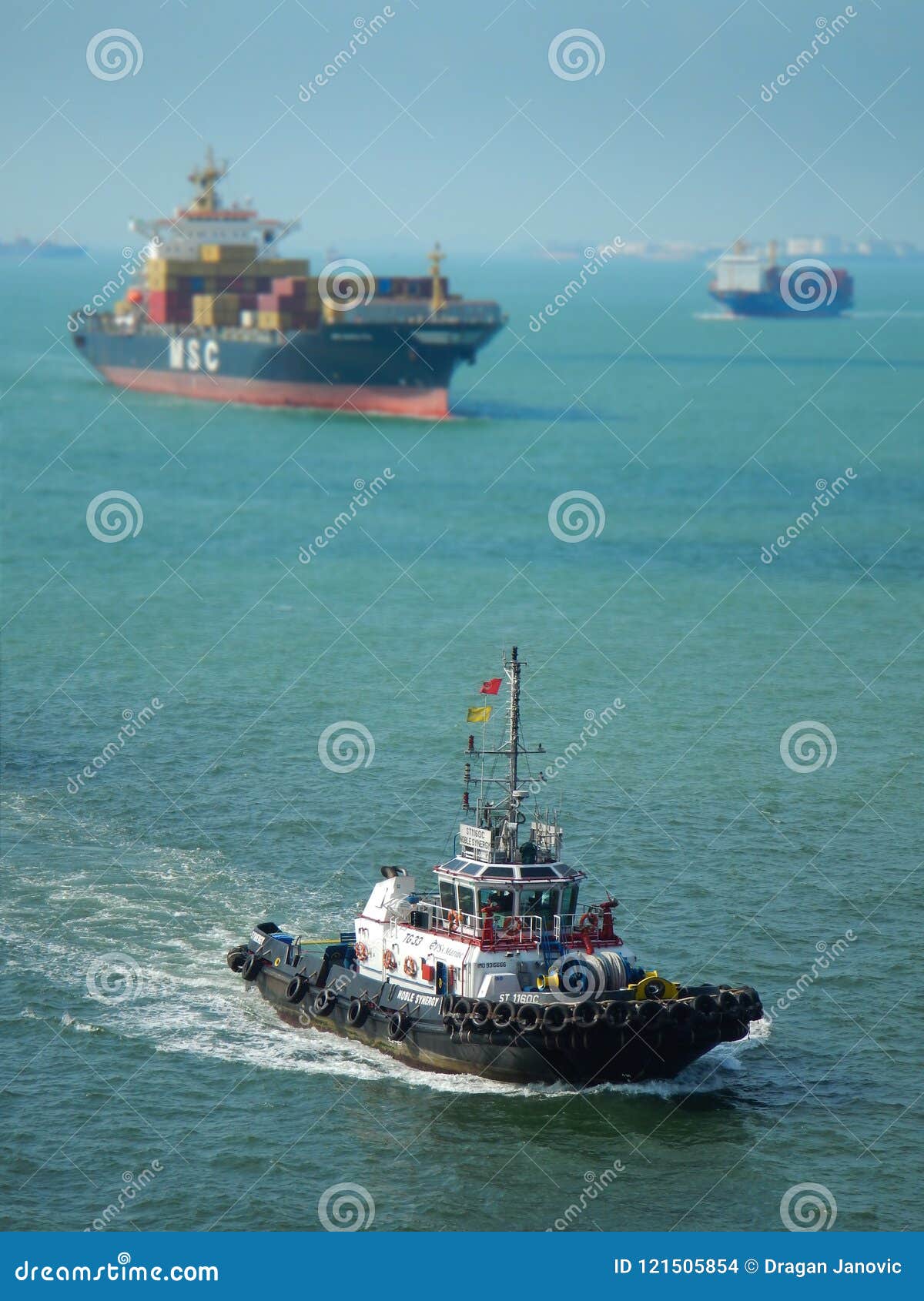 Tug Boat and Cargo Ships, Busy Water Ways Editorial Stock Image - Image ...