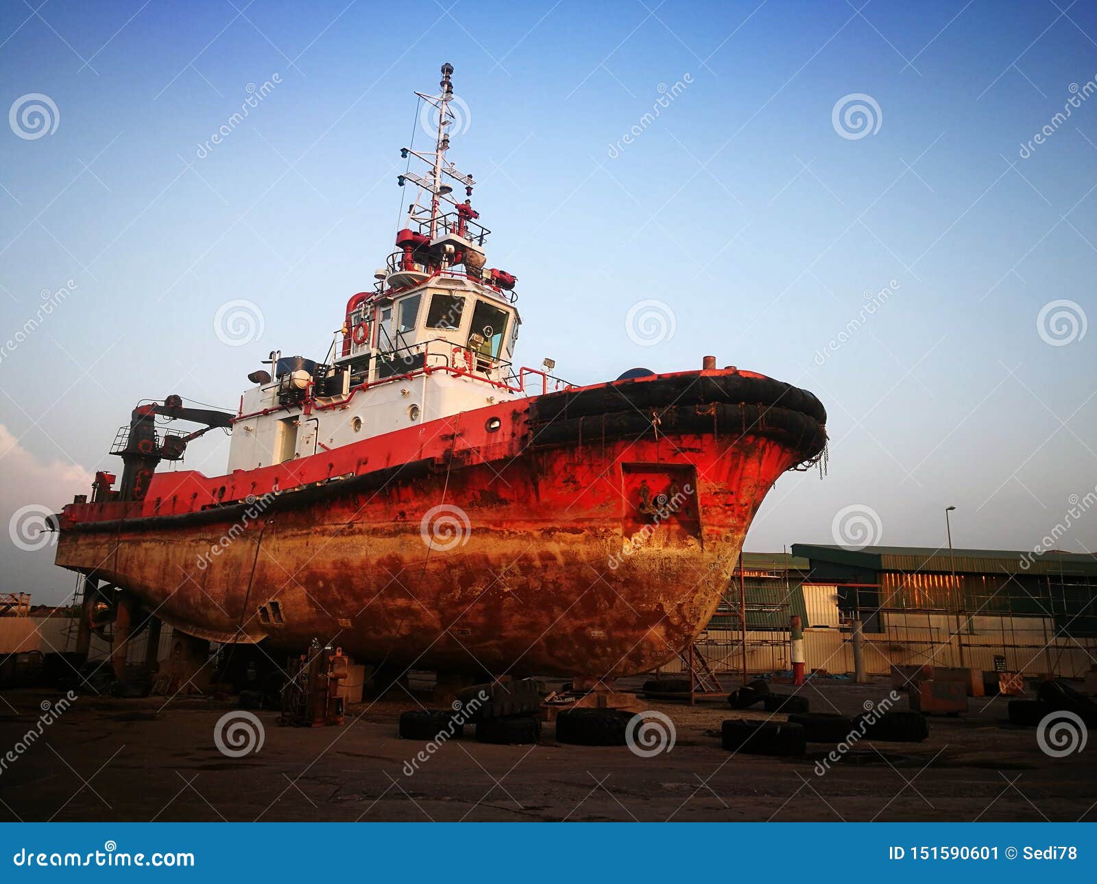 Tug Boat Docking during Sunset Stock Image - Image of examine ...