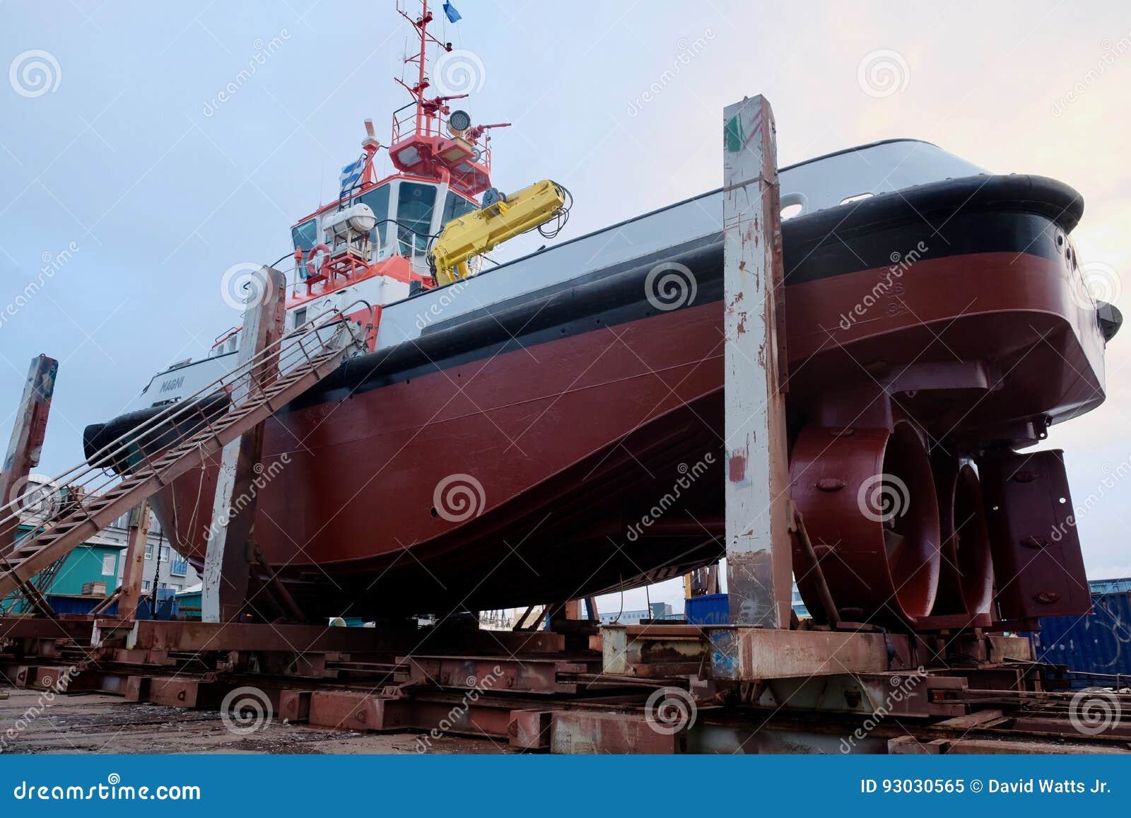 Tug Boat in Dry Dock stock image. Image of manuverability - 93030565