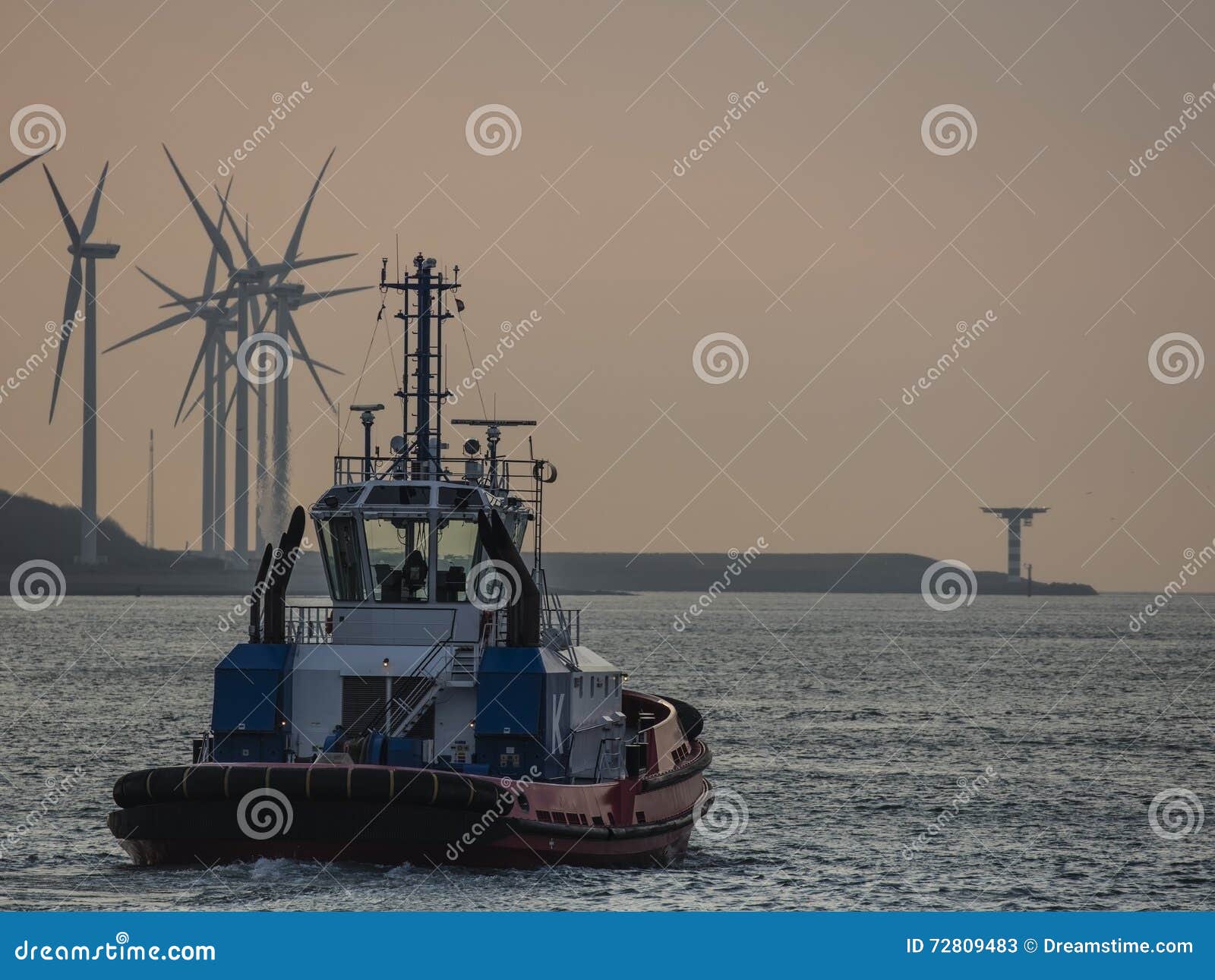 Tug boat going out of port stock image. Image of netherland - 72809483