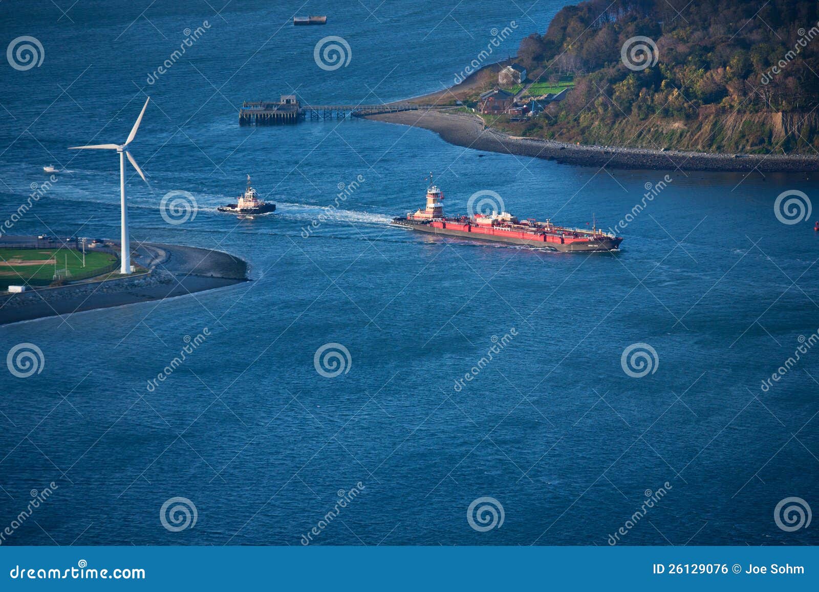 Tug boat pushing barge stock photo. Image of atlantic - 26129076