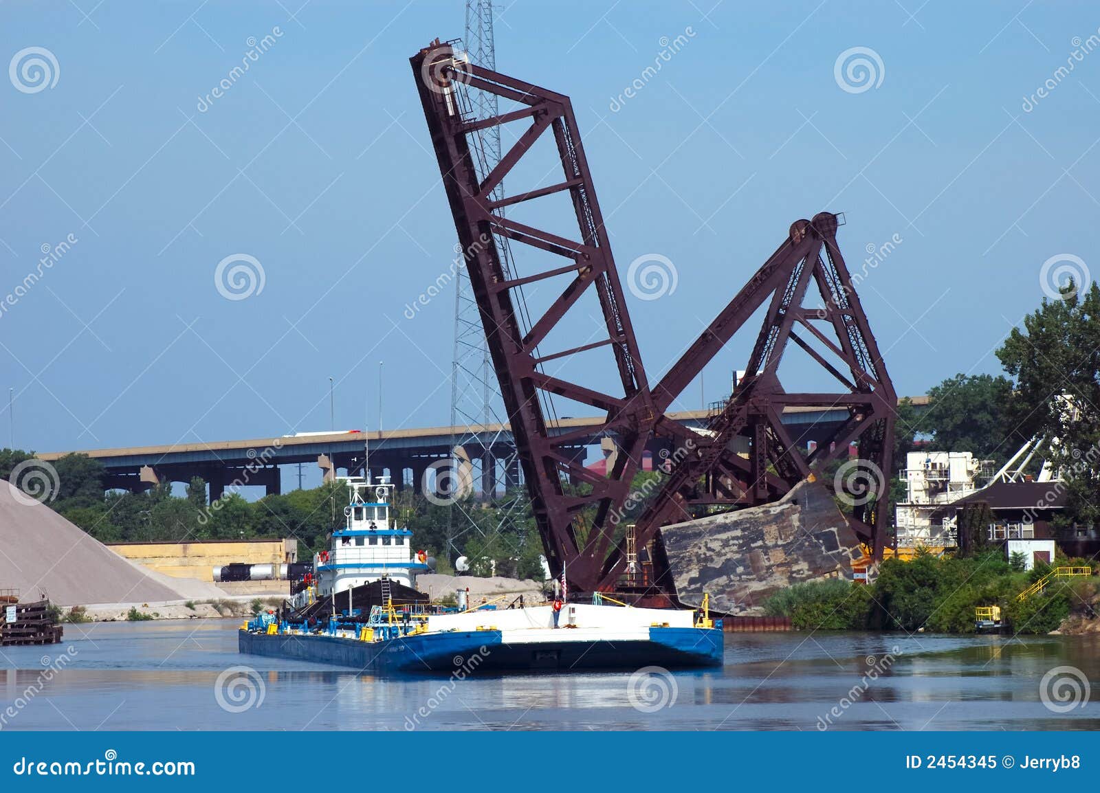Tug Boat at RR Bridge stock image. Image of river, transportation - 2454345